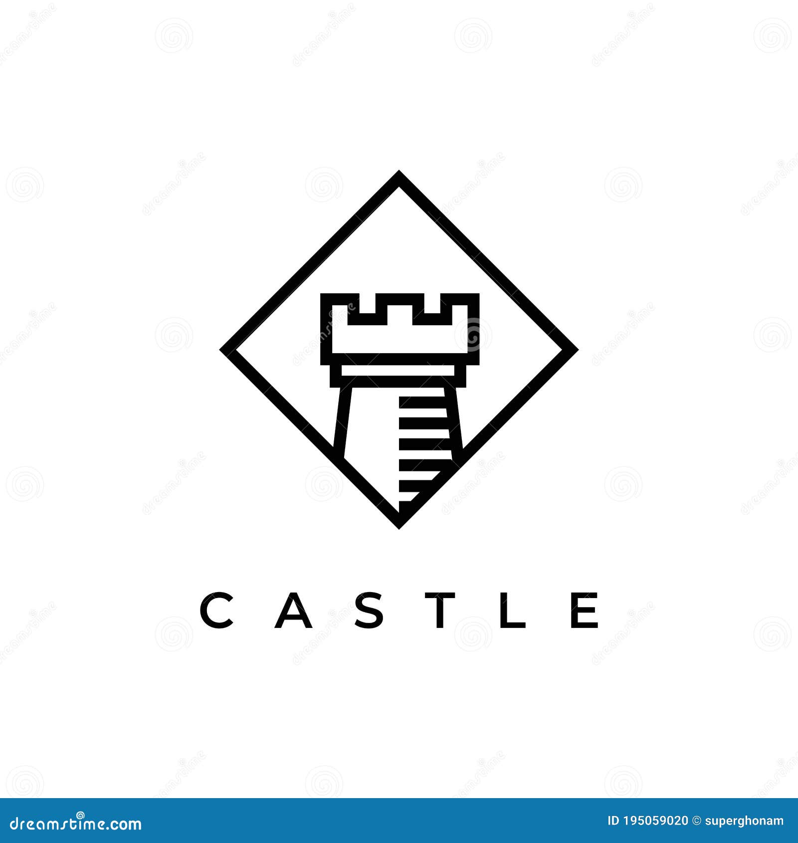 Castle in Square Logo Design Template.simple Castle Icon Vector Stock ...