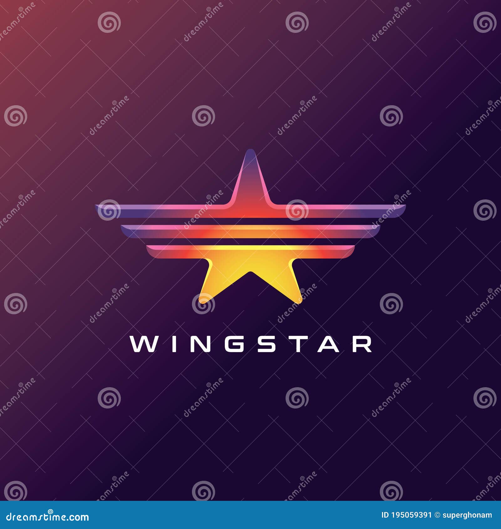 Colorful Star with Wings Logo Design Vector Stock Vector - Illustration ...