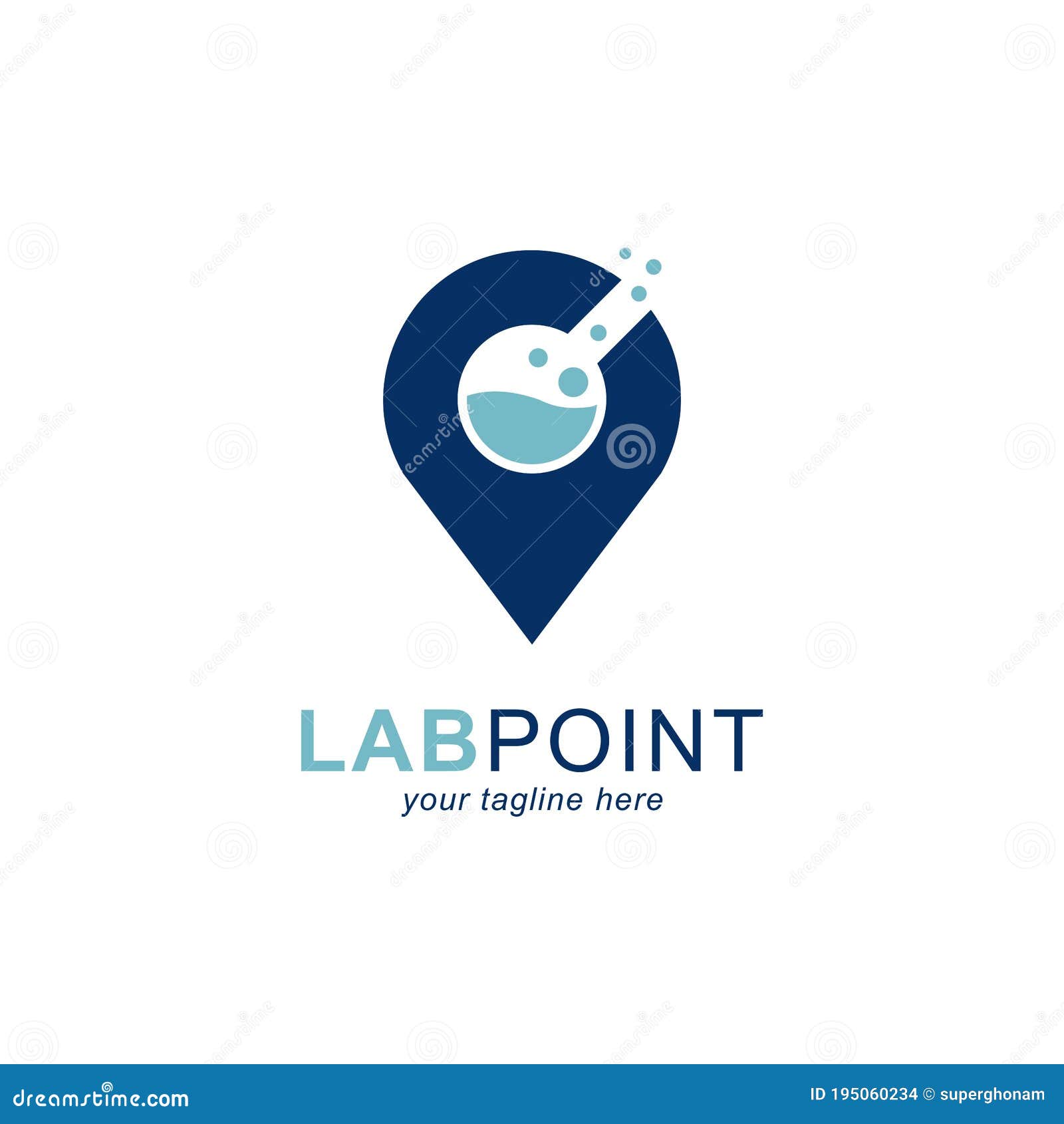 Laboratory with Point Location Symbol Logo Design Template.Test Tube ...