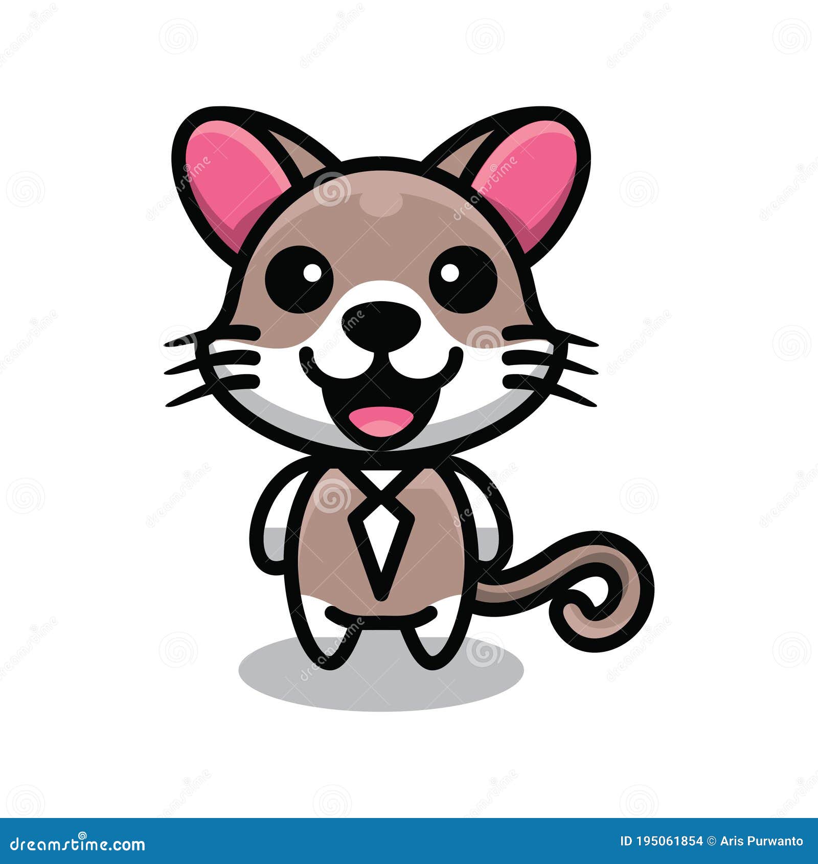 The Cat Stands Relaxed and Smiles Stock Vector - Illustration of kitty ...