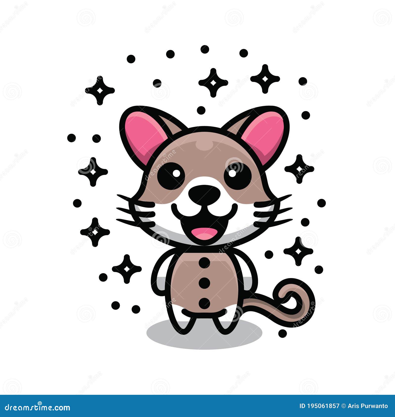 Cute cats with star shadow stock vector. Illustration of cartoon ...
