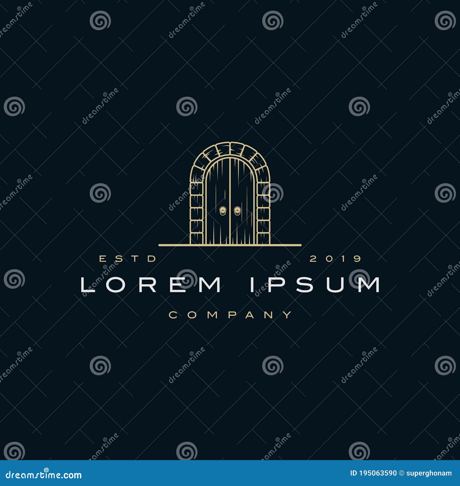 Stone Gate Logo Design Template. Door with Stone Architecture Icon ...