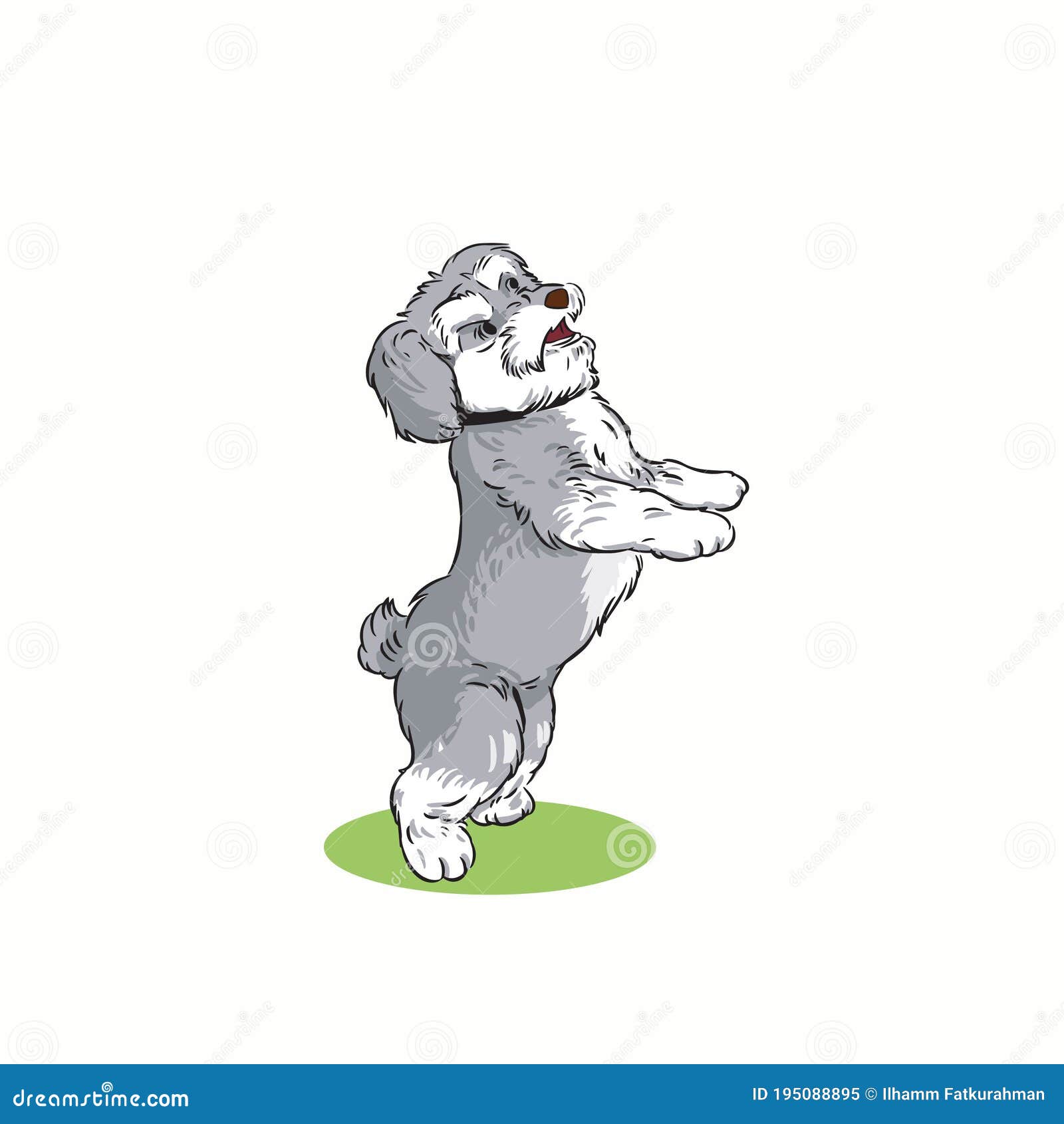 Cute Gray Dog Standing Vector Stock Vector - Illustration of gray ...