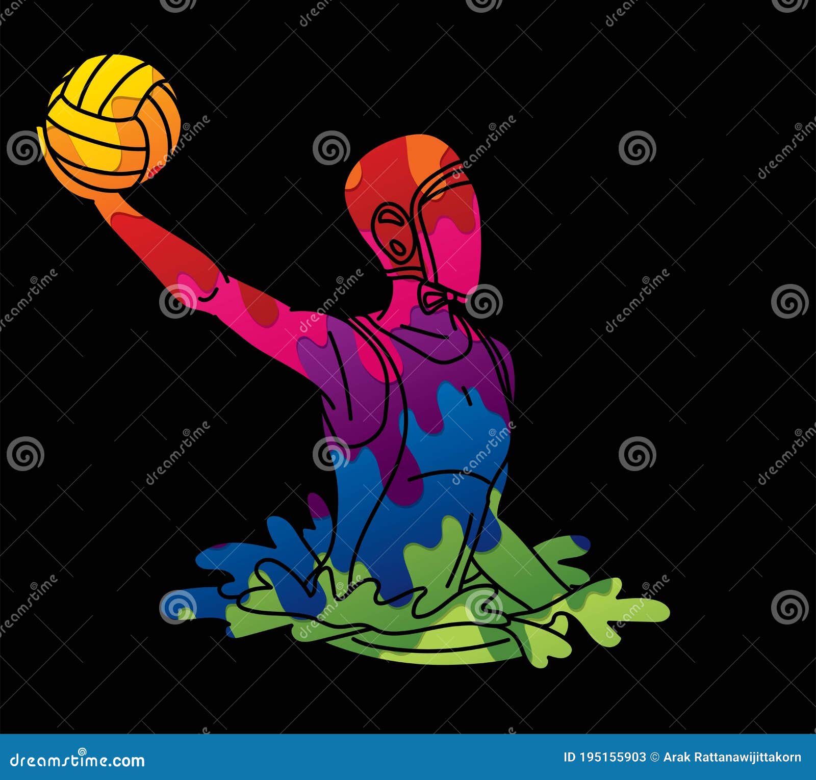 Water Polo Player Cartoon Graphic Vector Stock Vector - Illustration of ...