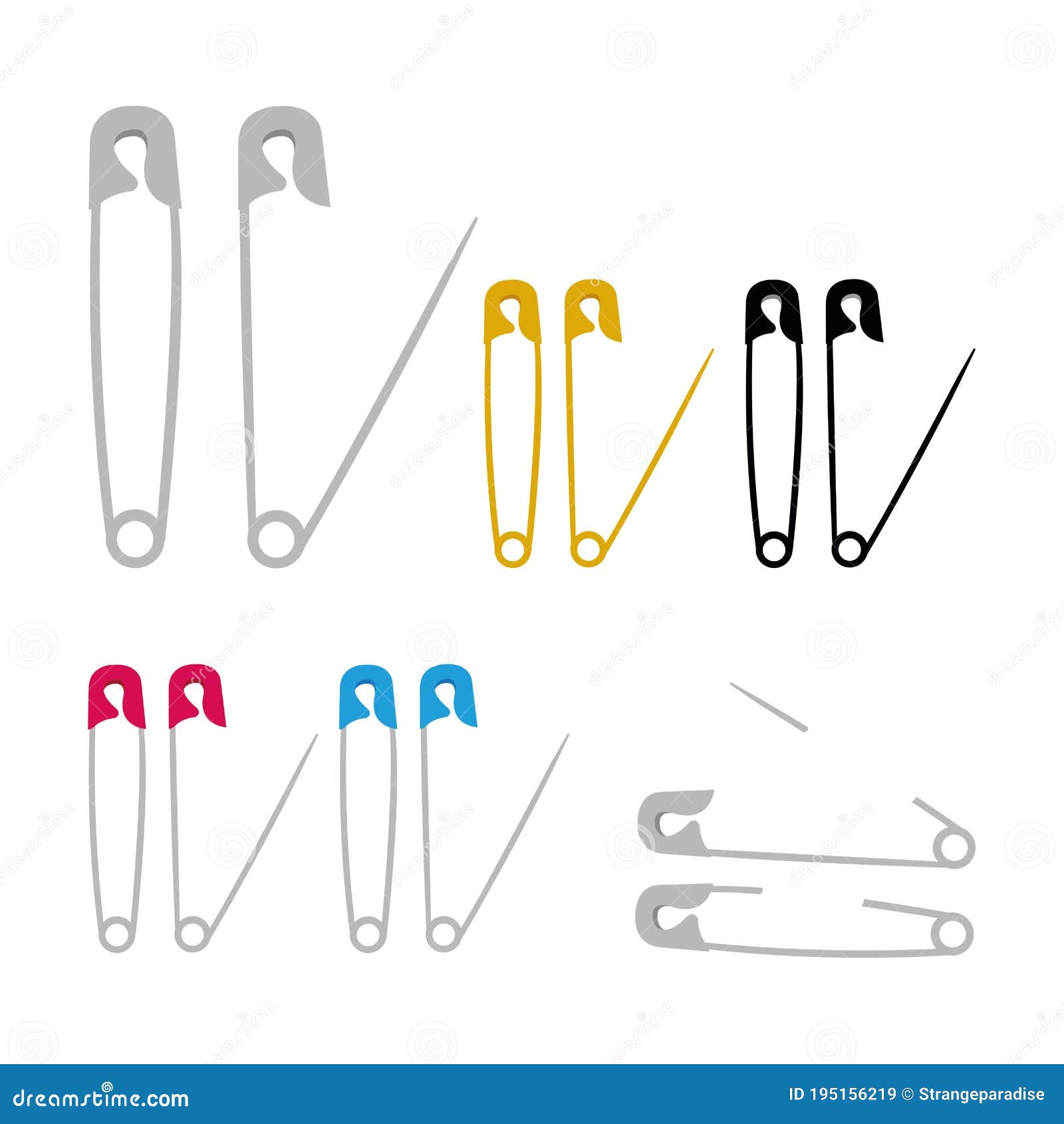Open and Closed Safety Pins Vector Illustration Stock Vector ...