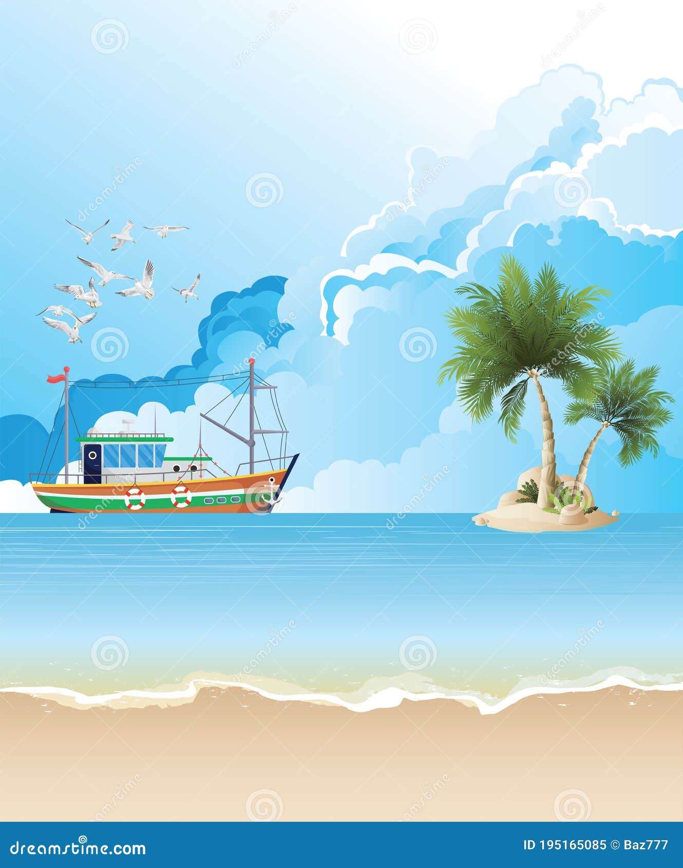 Trawler Fishing Cod Boat Cartoon Vector | CartoonDealer.com #7033569