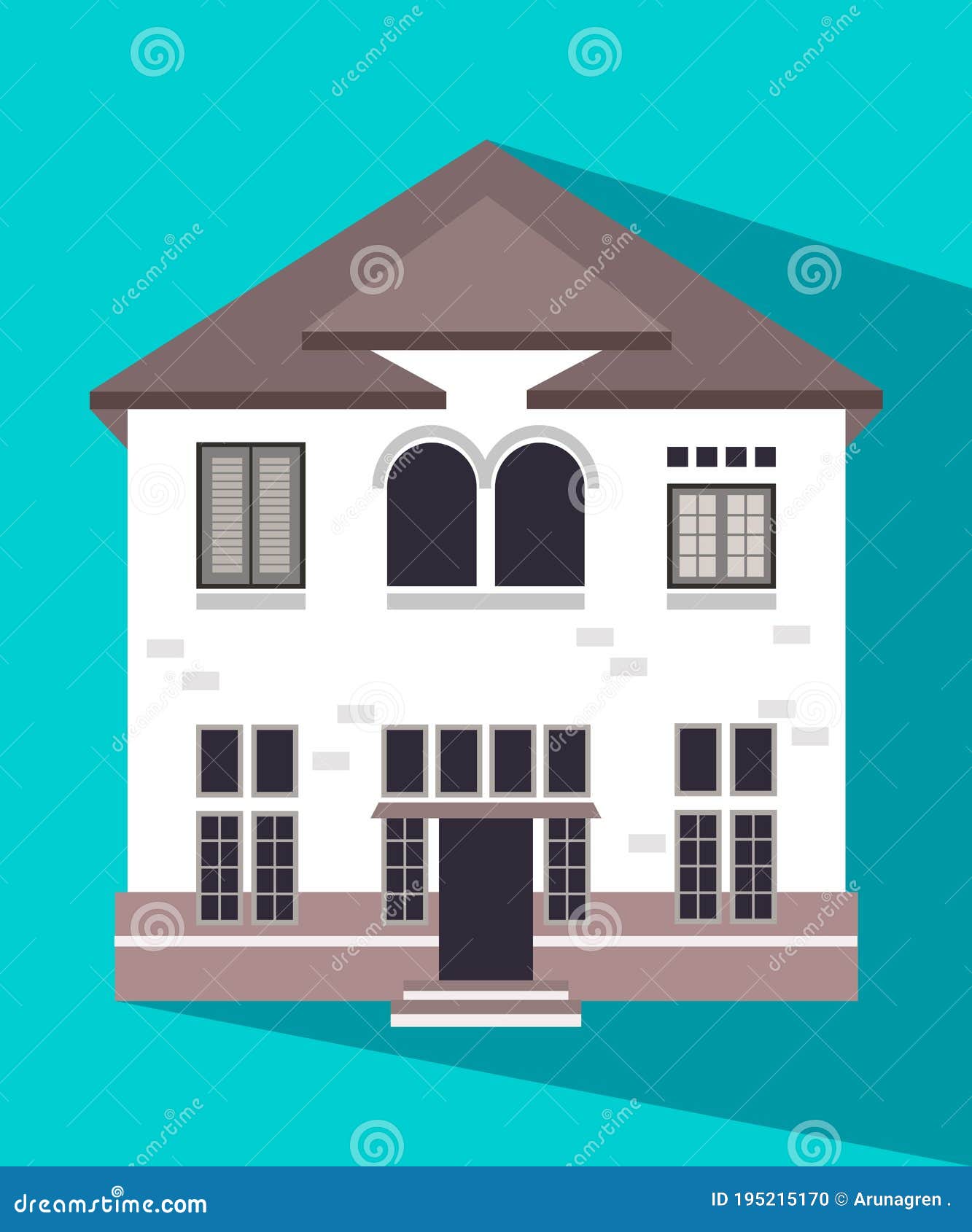 Vector Icon of Colonial Building Isolated on Blue Stock Vector ...