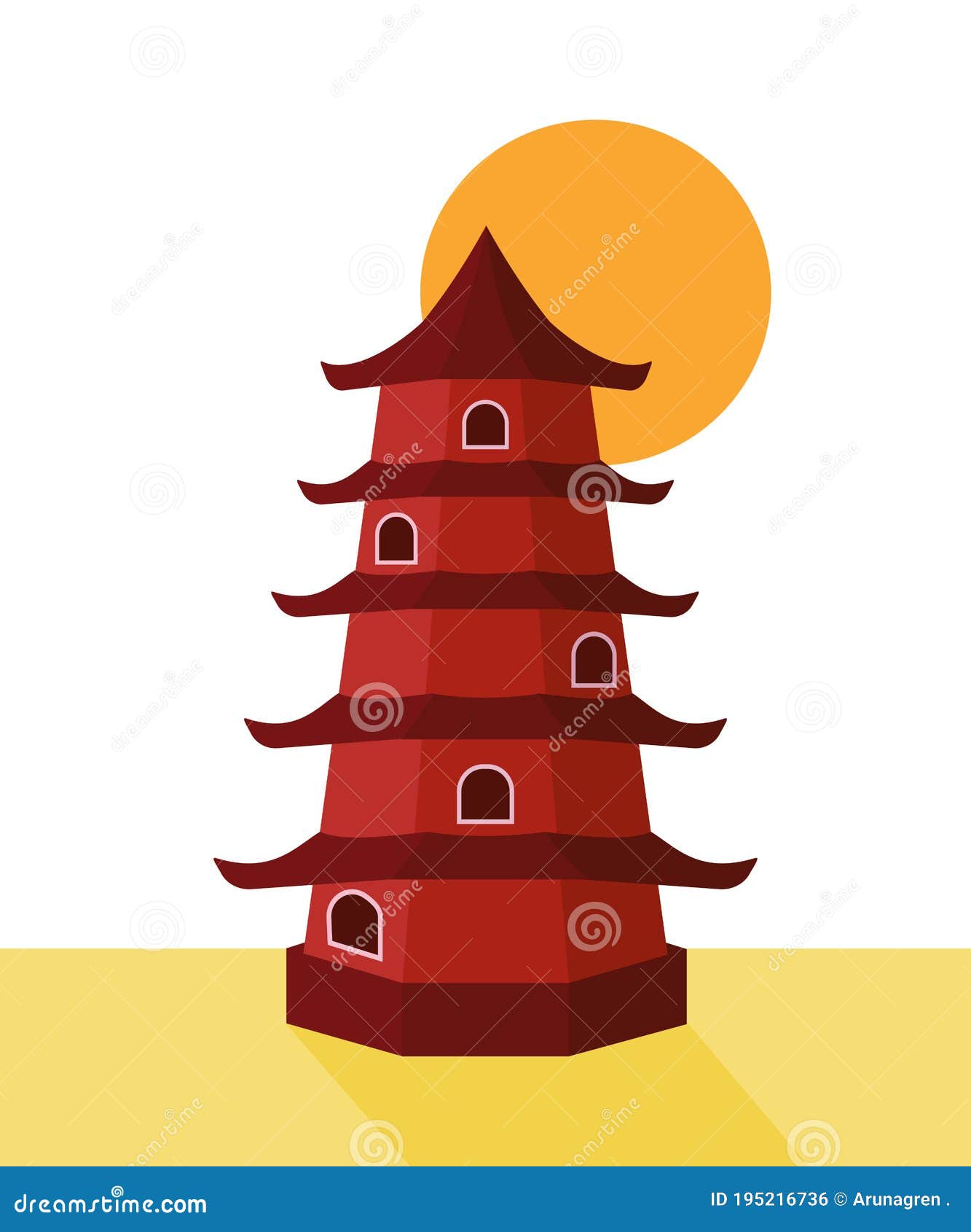 Simple Red Pagoda Isolated on White Stock Vector - Illustration of pray ...