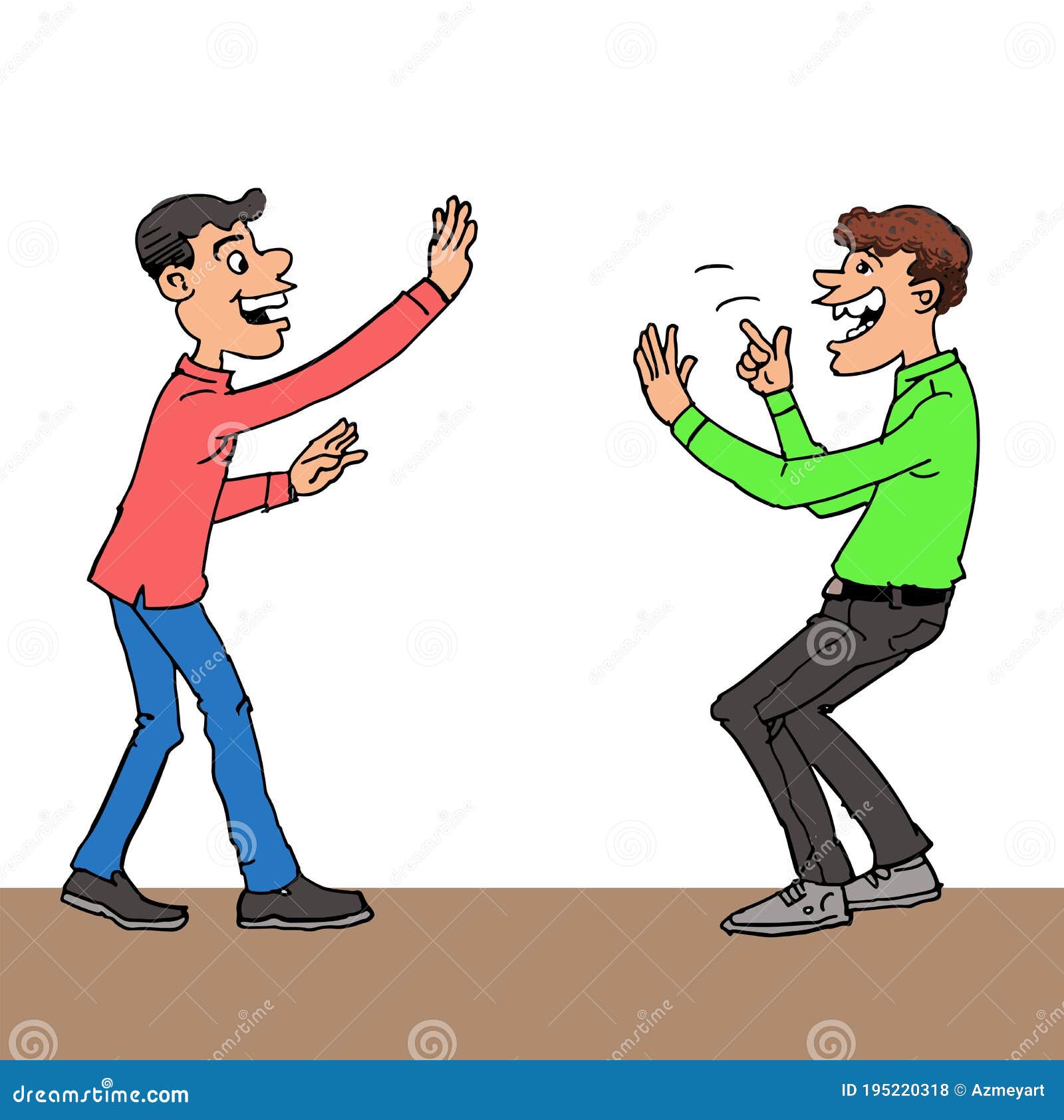 Two Happy Best Male Friends Meeting On A Nature Background, Young ...