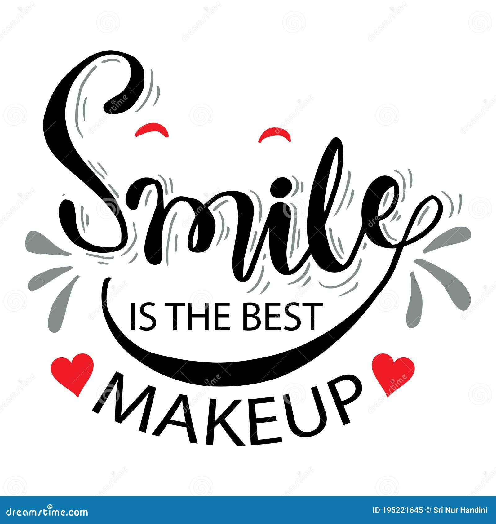 Makeup Hand Written Lettering Logo, Label, Emblem With Watercolor ...