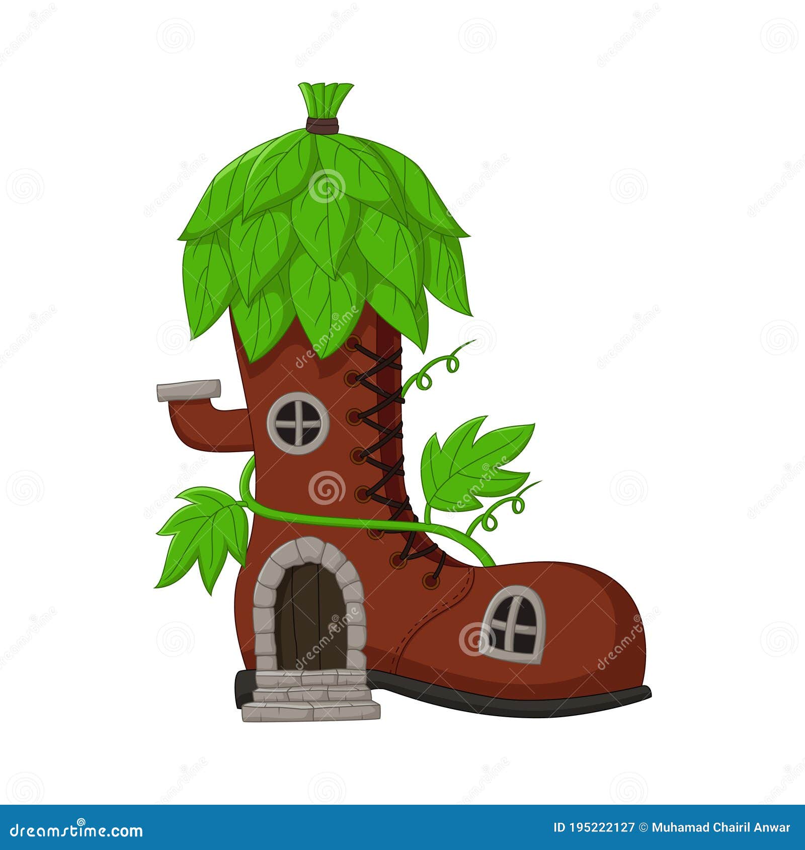 Cartoon Fairytale House Boots with Roof of Leaves Stock Vector ...