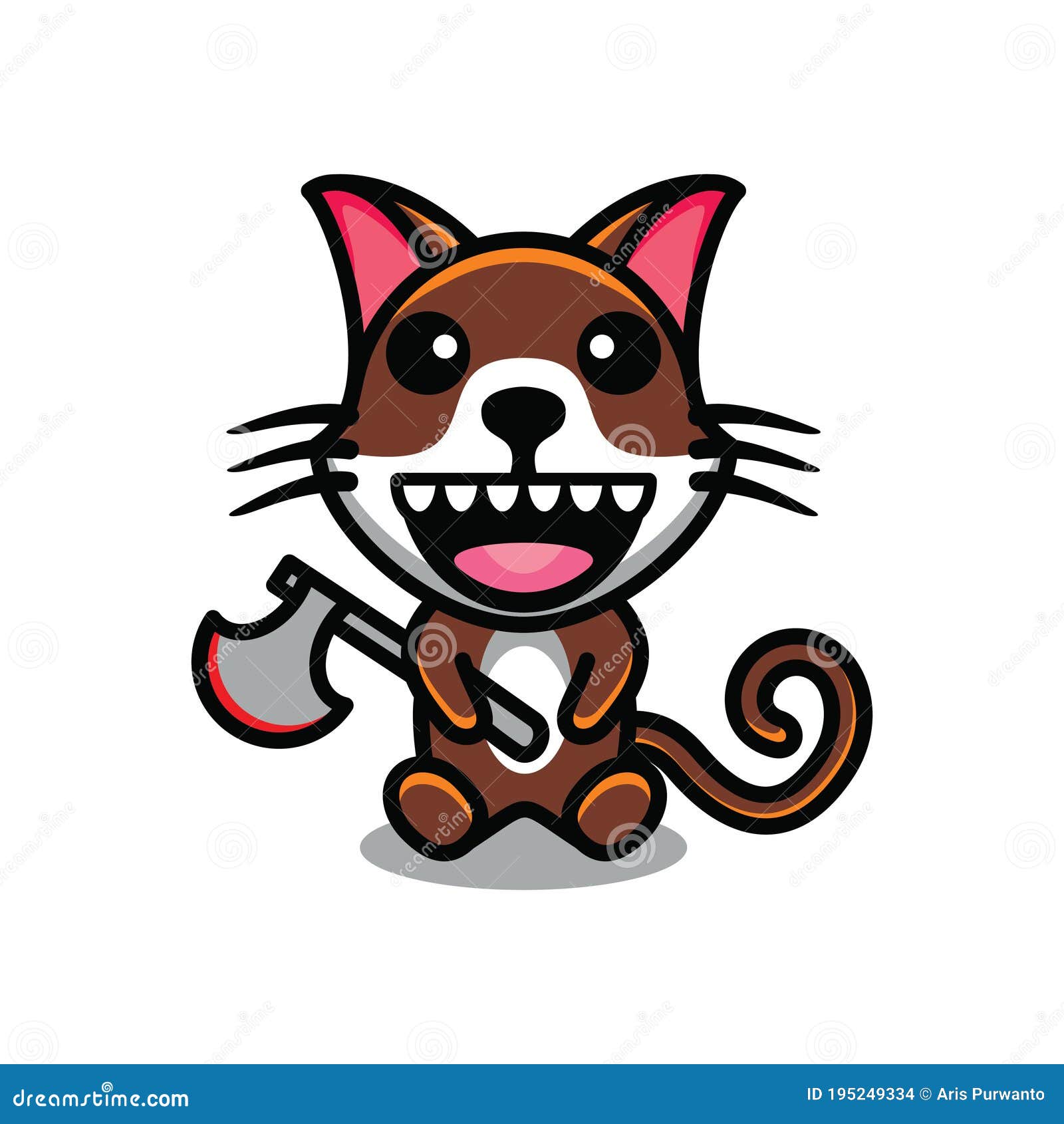 Cat design hold the ax stock vector. Illustration of style - 195249334
