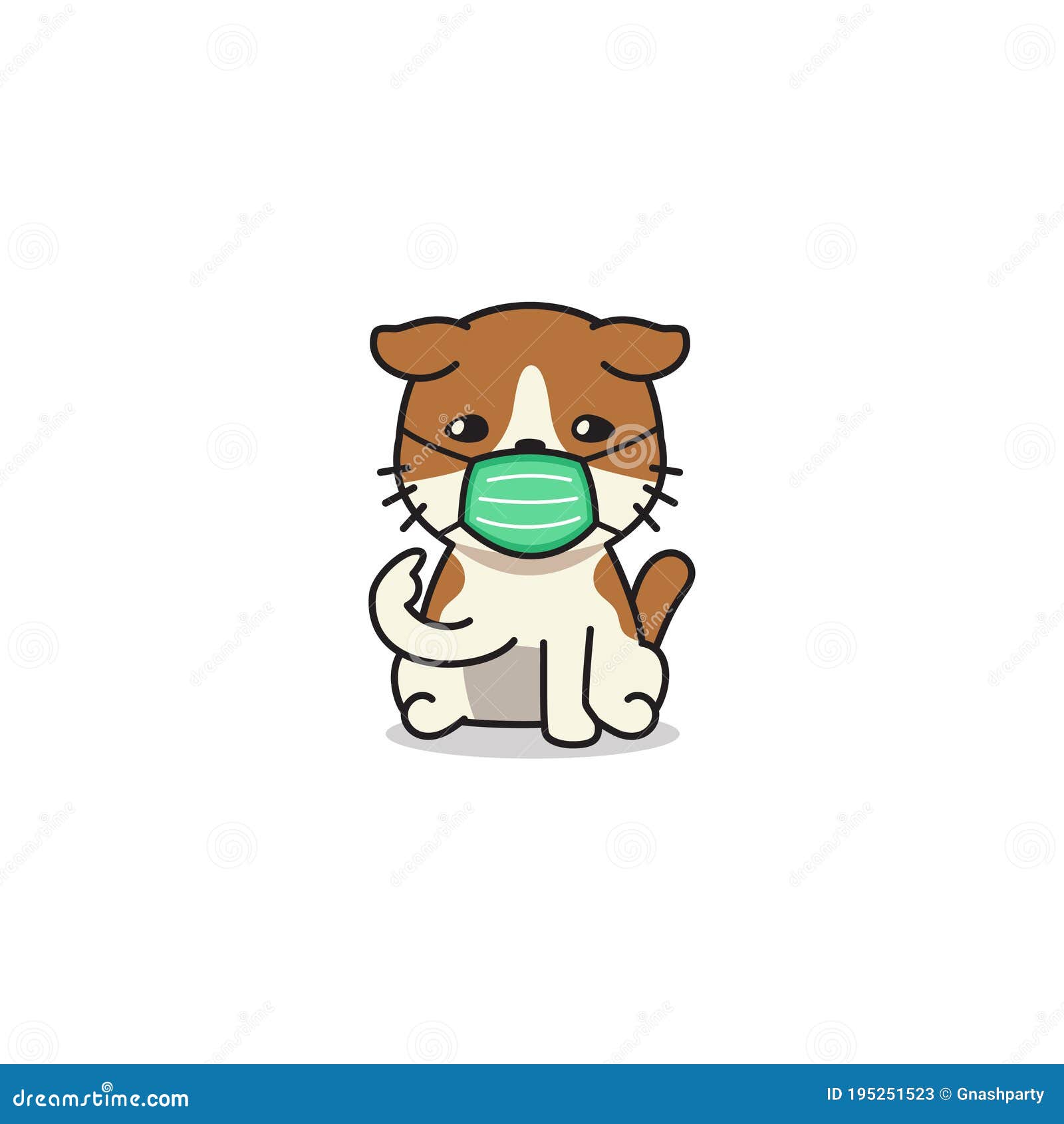 Cartoon Character Cute Cat Wearing Protective Face Mask Stock Vector ...