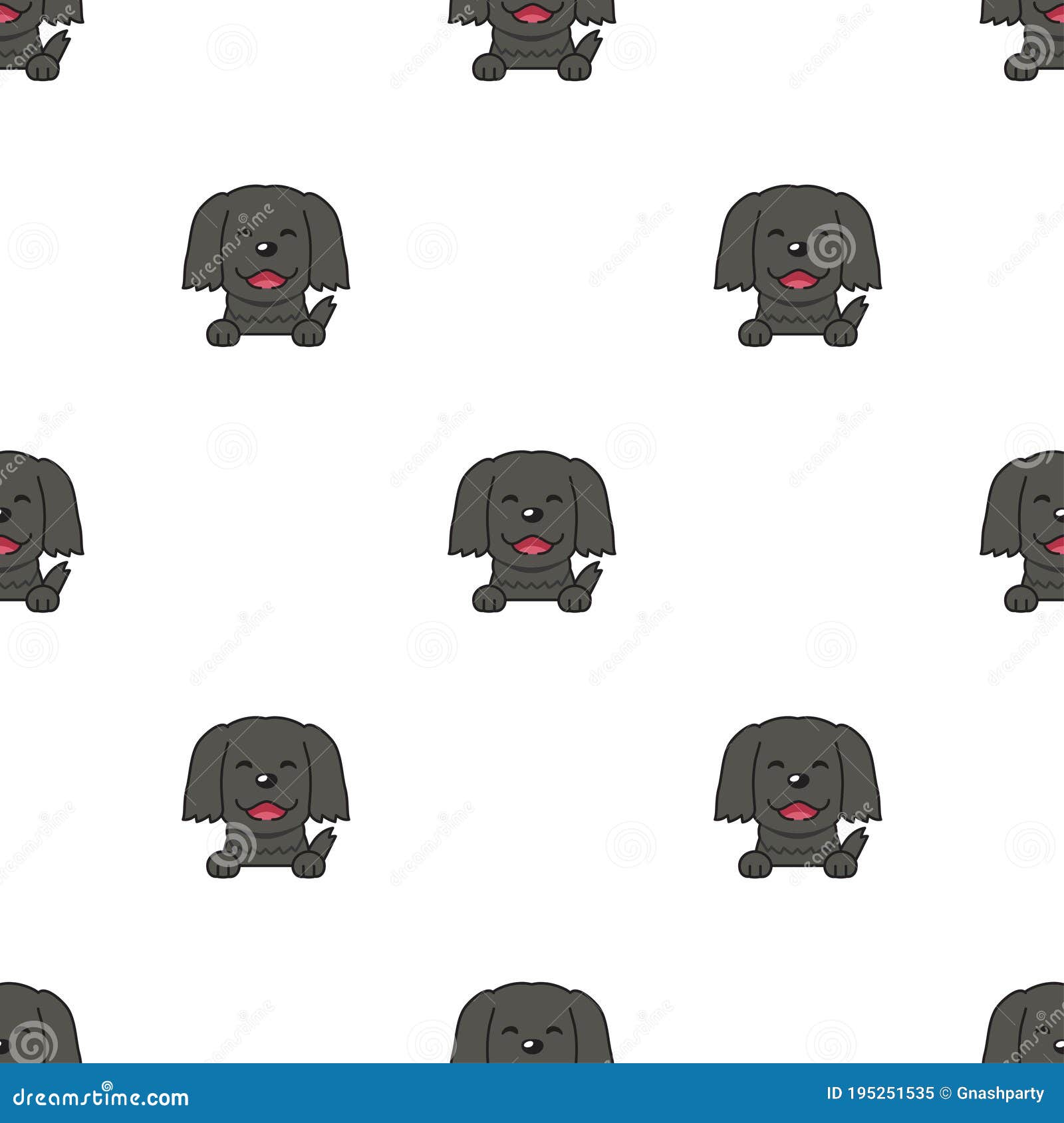 Vector Cartoon Character Black Dog Seamless Pattern Background Stock ...