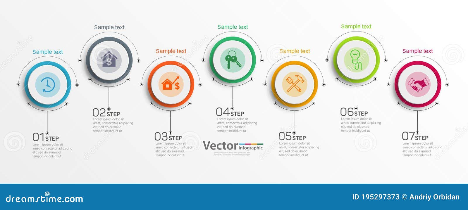 Infographics Vector Design Template with 7 Options, Steps or Processes ...