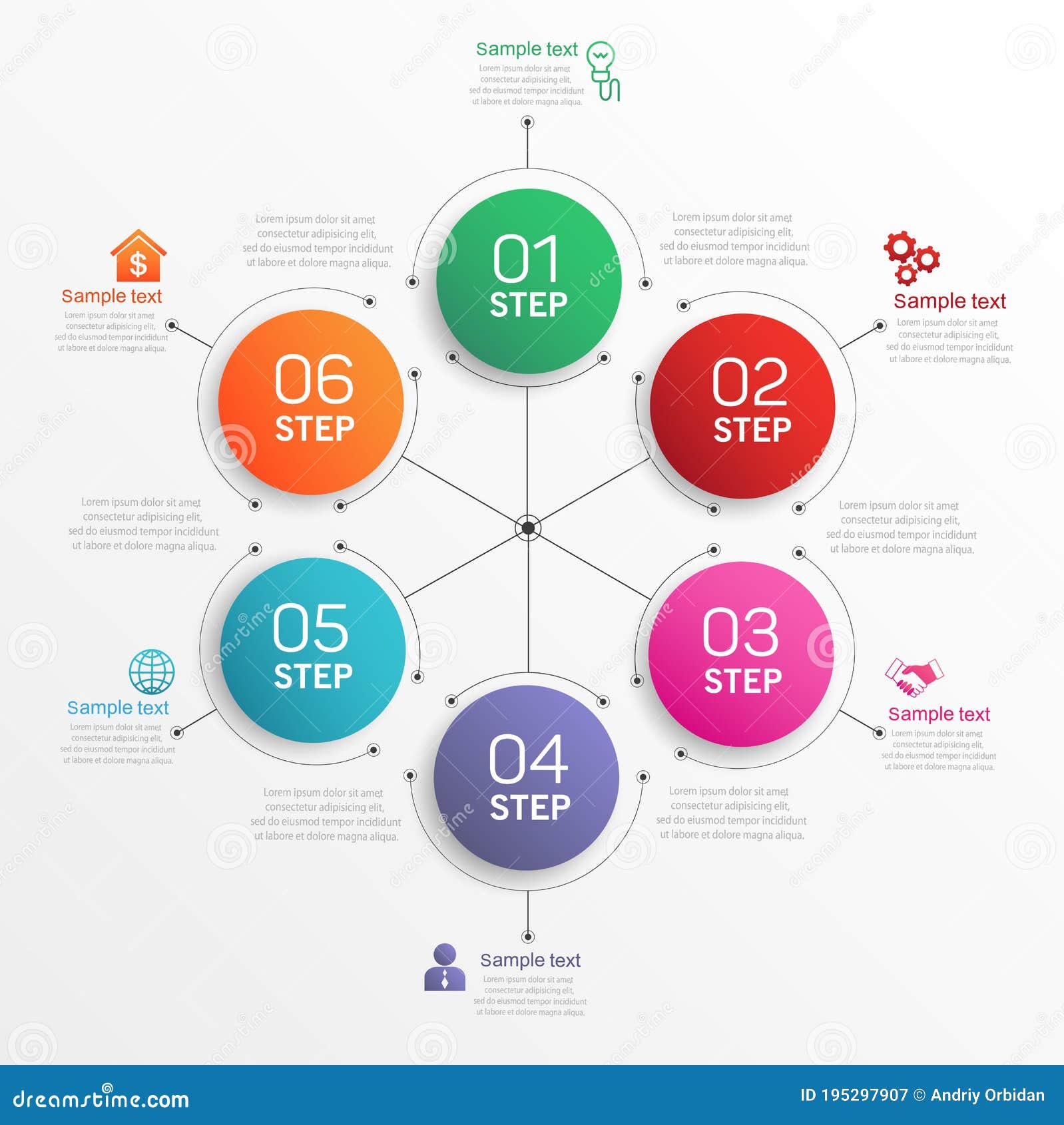 Creative Concept for Infographic Diagram with 6 Steps, Options, Parts ...