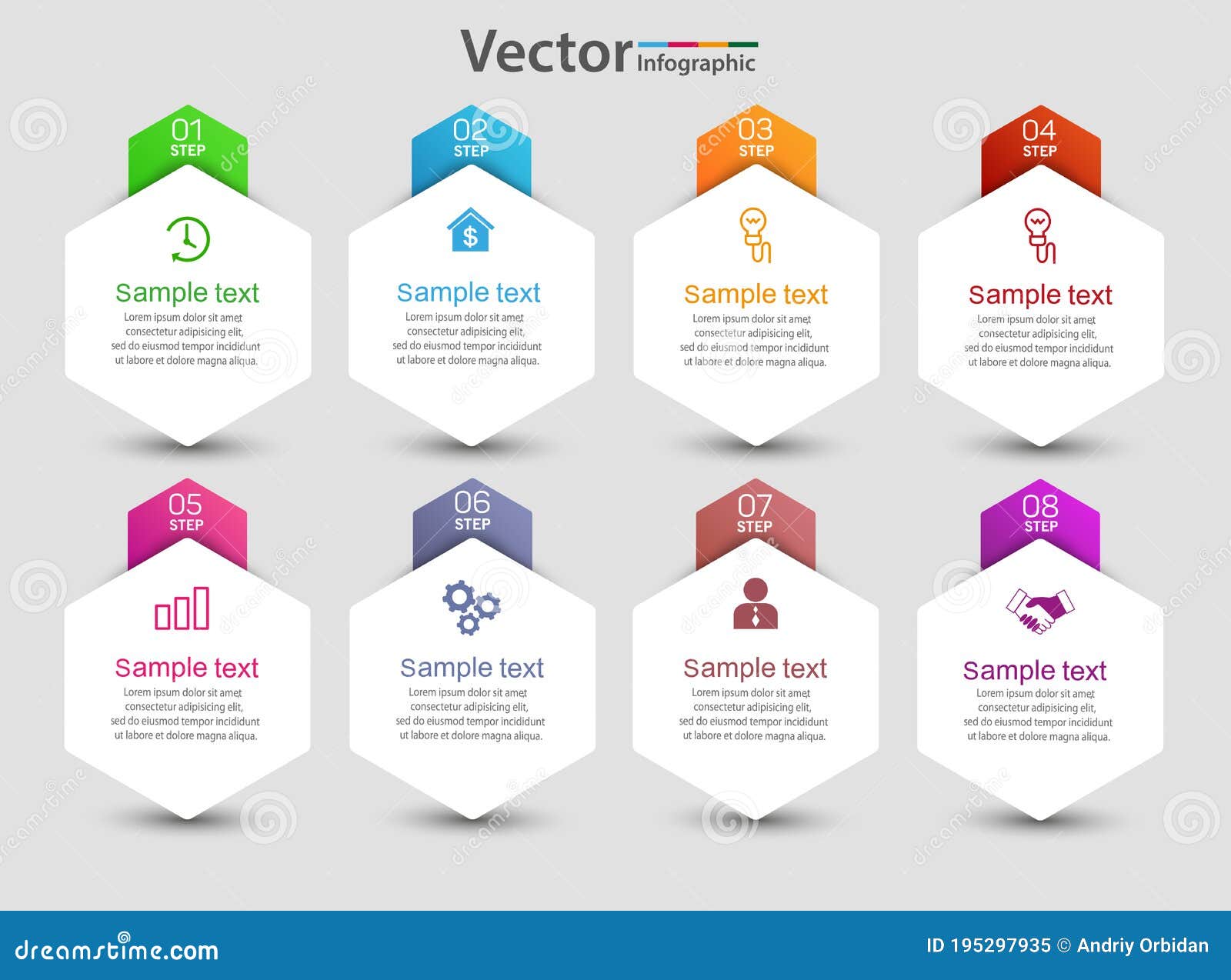Vector Infographic Template with 8 Options, Workflow, Process Chart ...