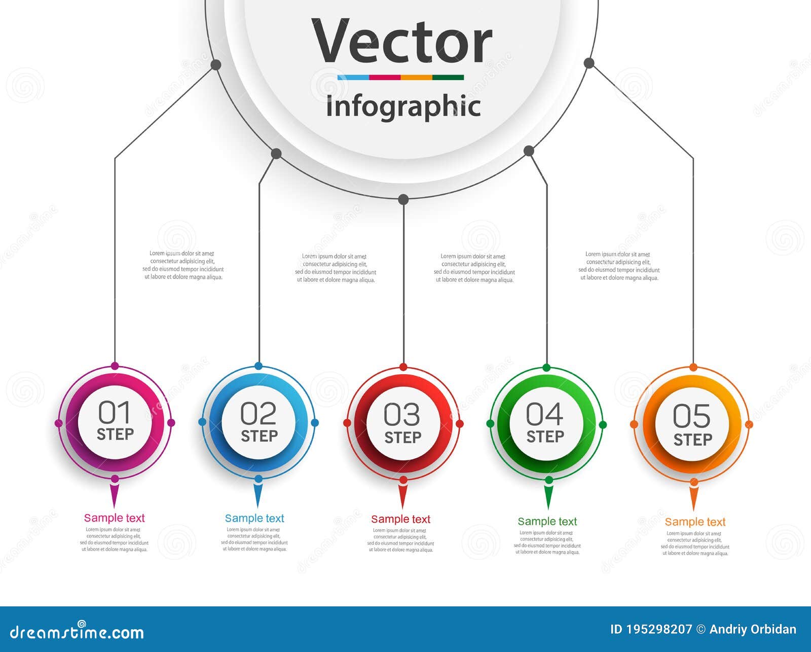 Vector Business Circle Infographic Template with 5 Steps Stock Vector ...