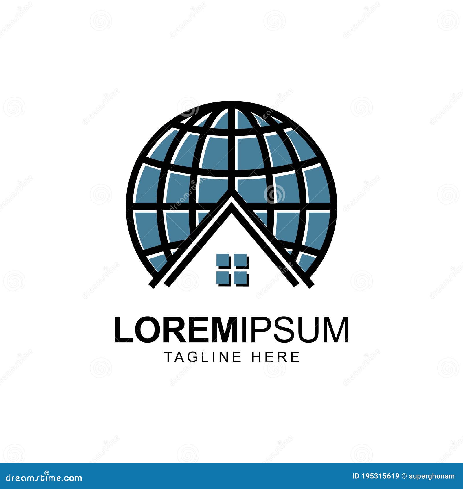 Globe with House Symbol Logo Design Stock Vector - Illustration of ...