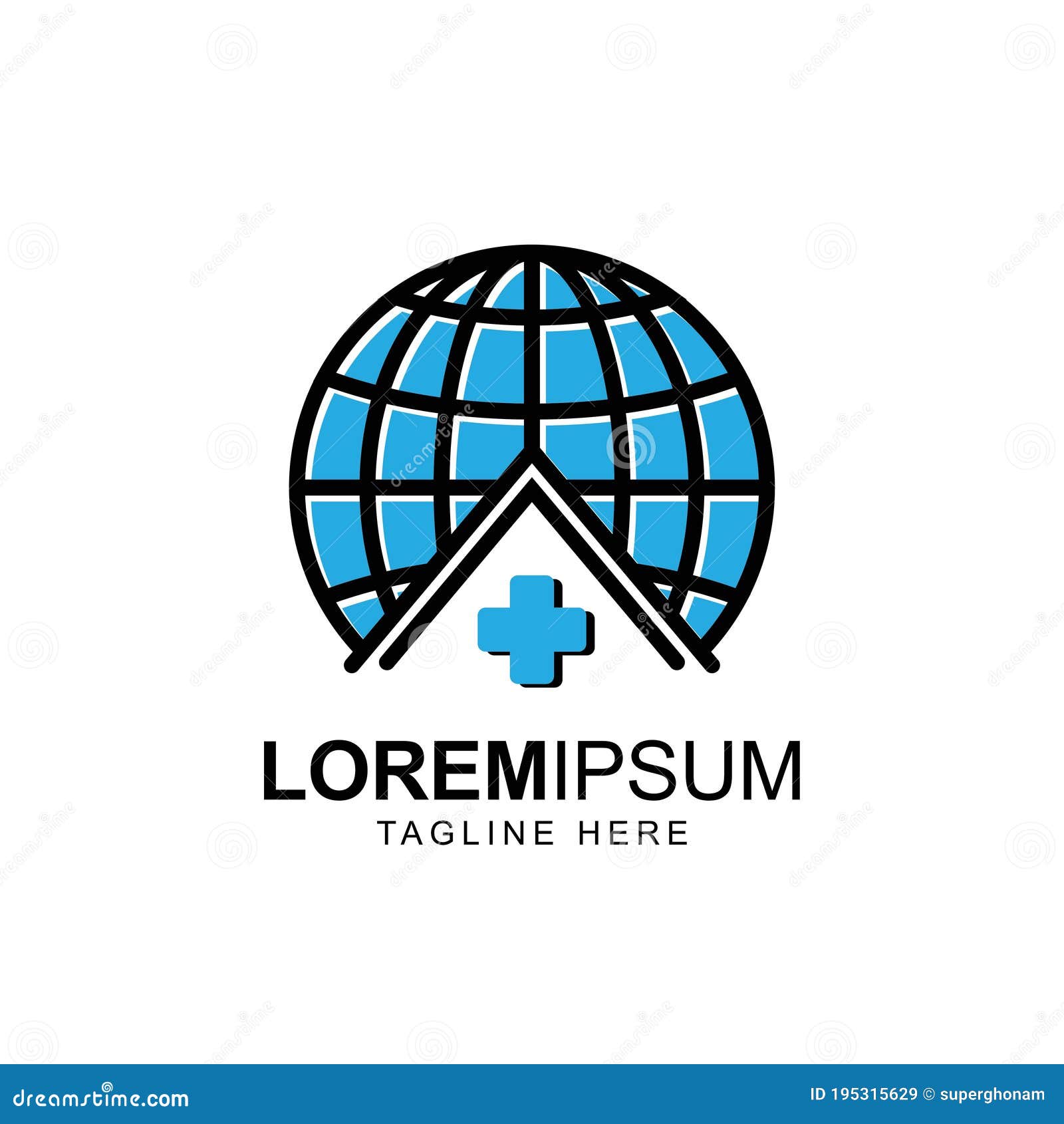 Globe with Health Symbol Logo Design Stock Vector - Illustration of ...