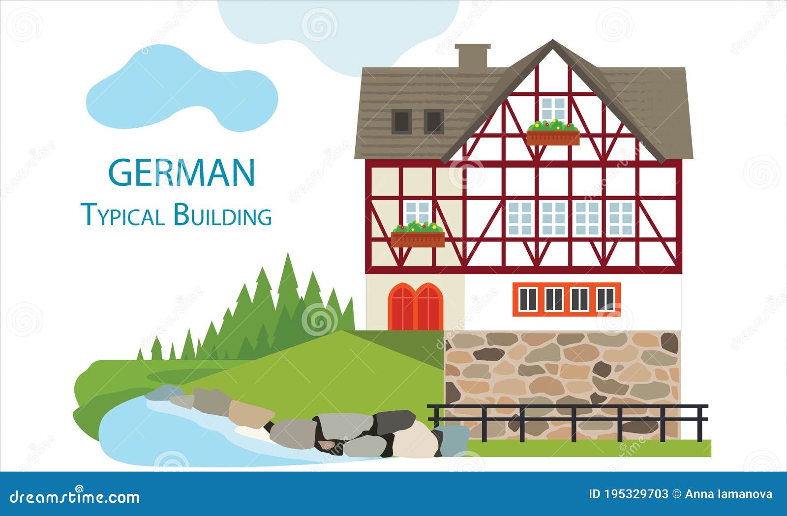 German Old Typical House. Vector Illustration Stock Vector ...