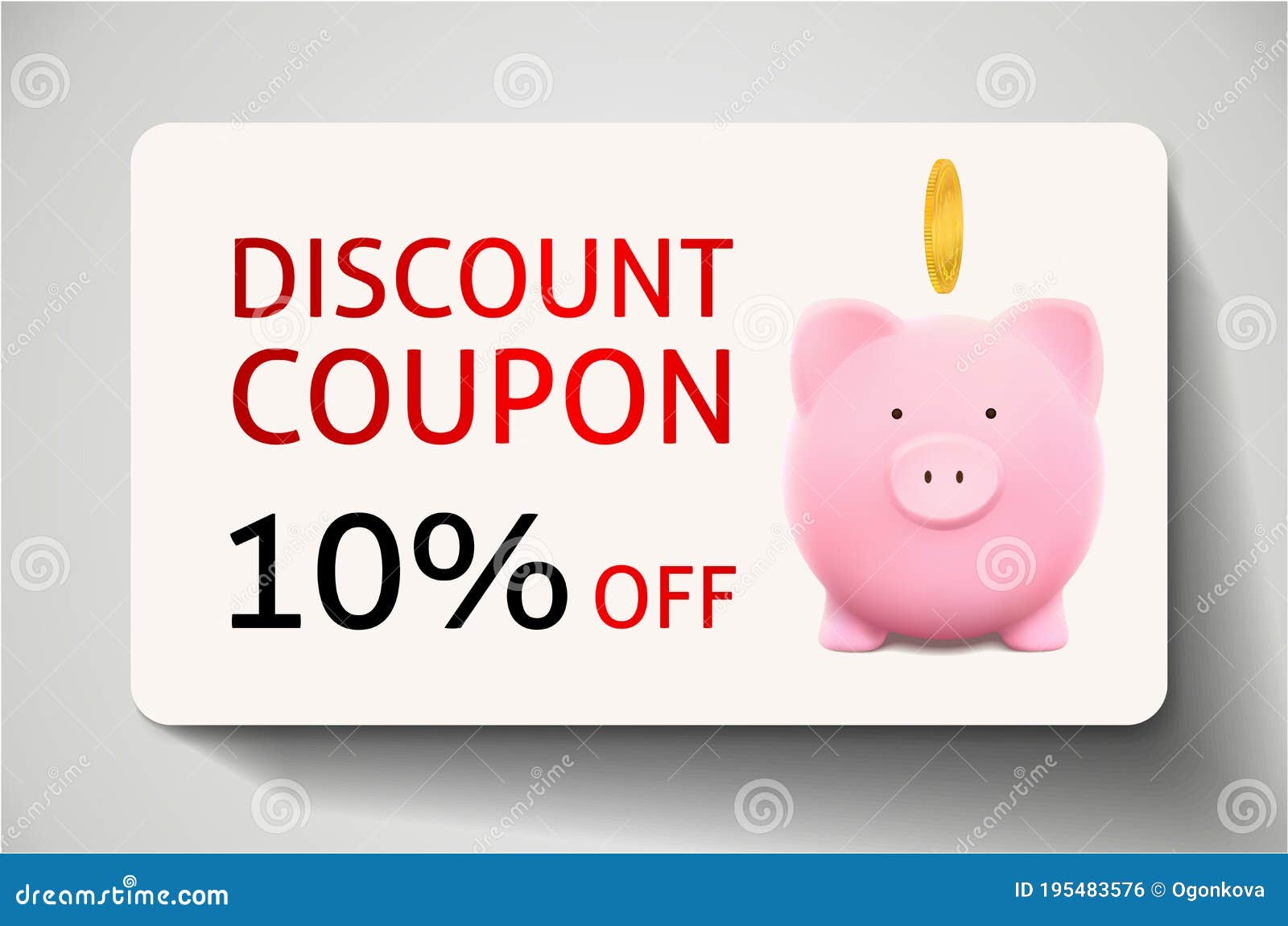 Discount Coupon with Piggy Bank, Gold Coin and Sale Text: 10 Off on ...