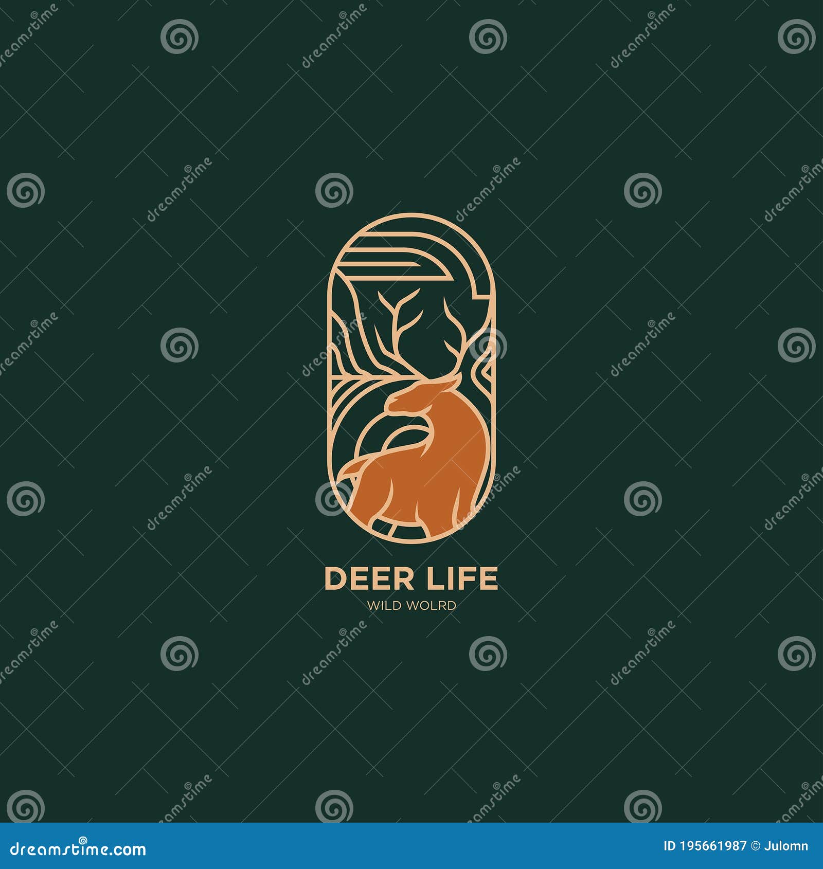Deer Life Line Art Logo Illustration Animals Wildlife Idea Template ...