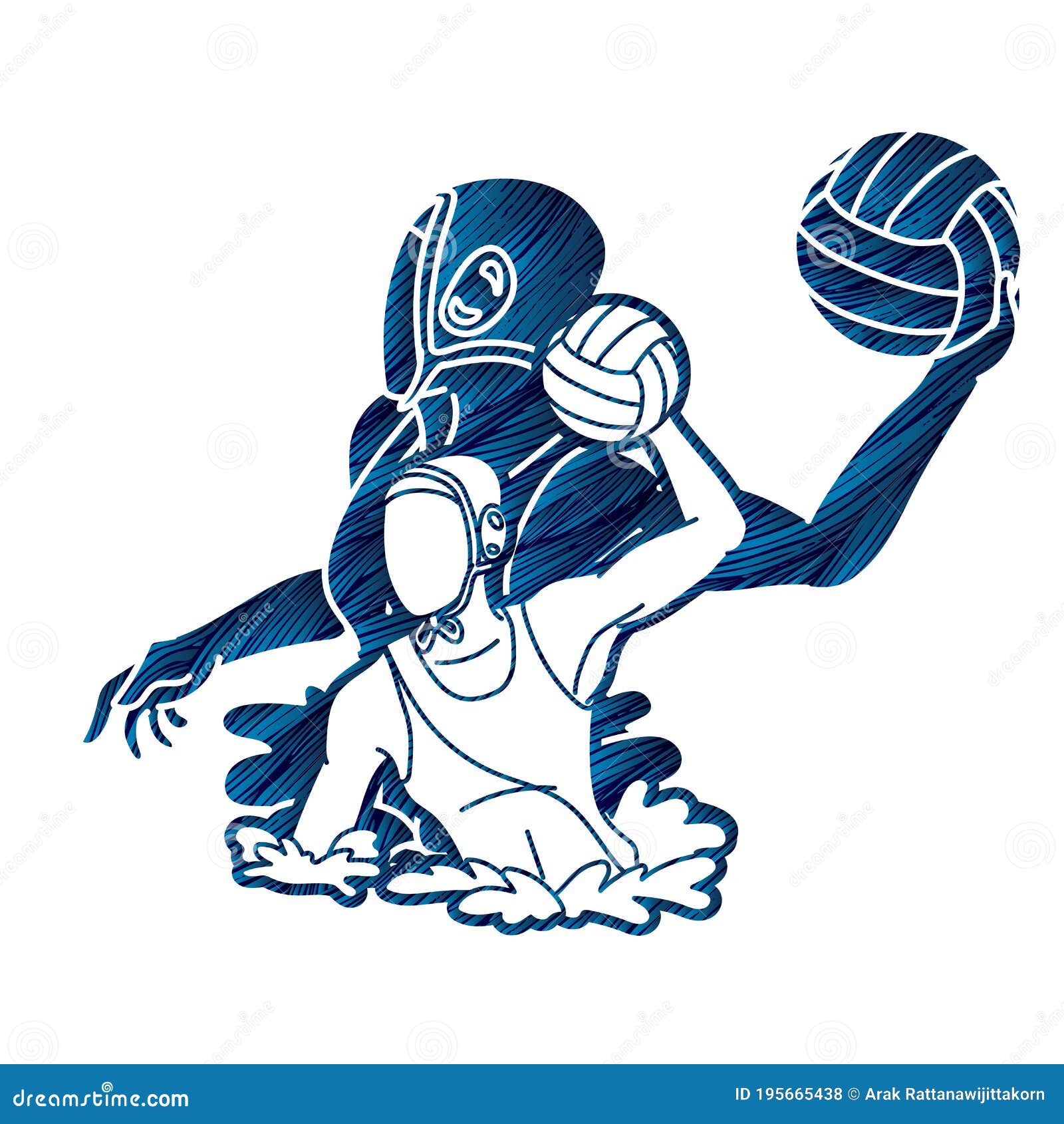 Group of Water Polo Players Action Cartoon Graphic Vector Stock Vector ...