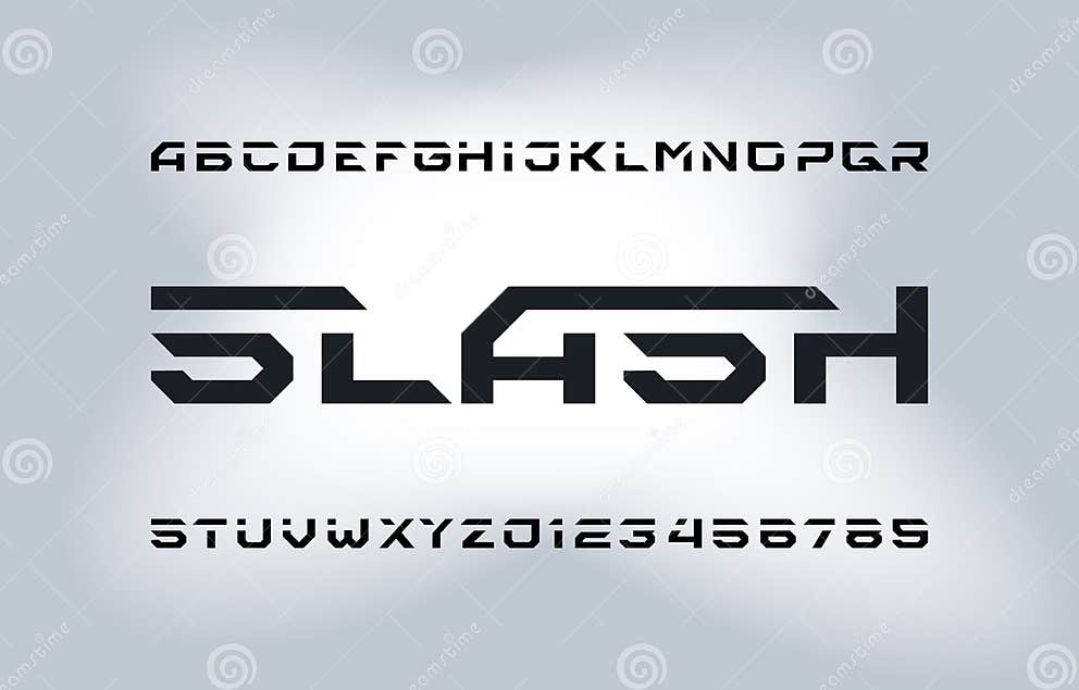 Slash Alphabet Font. Geometric Letters and Numbers Stock Vector ...