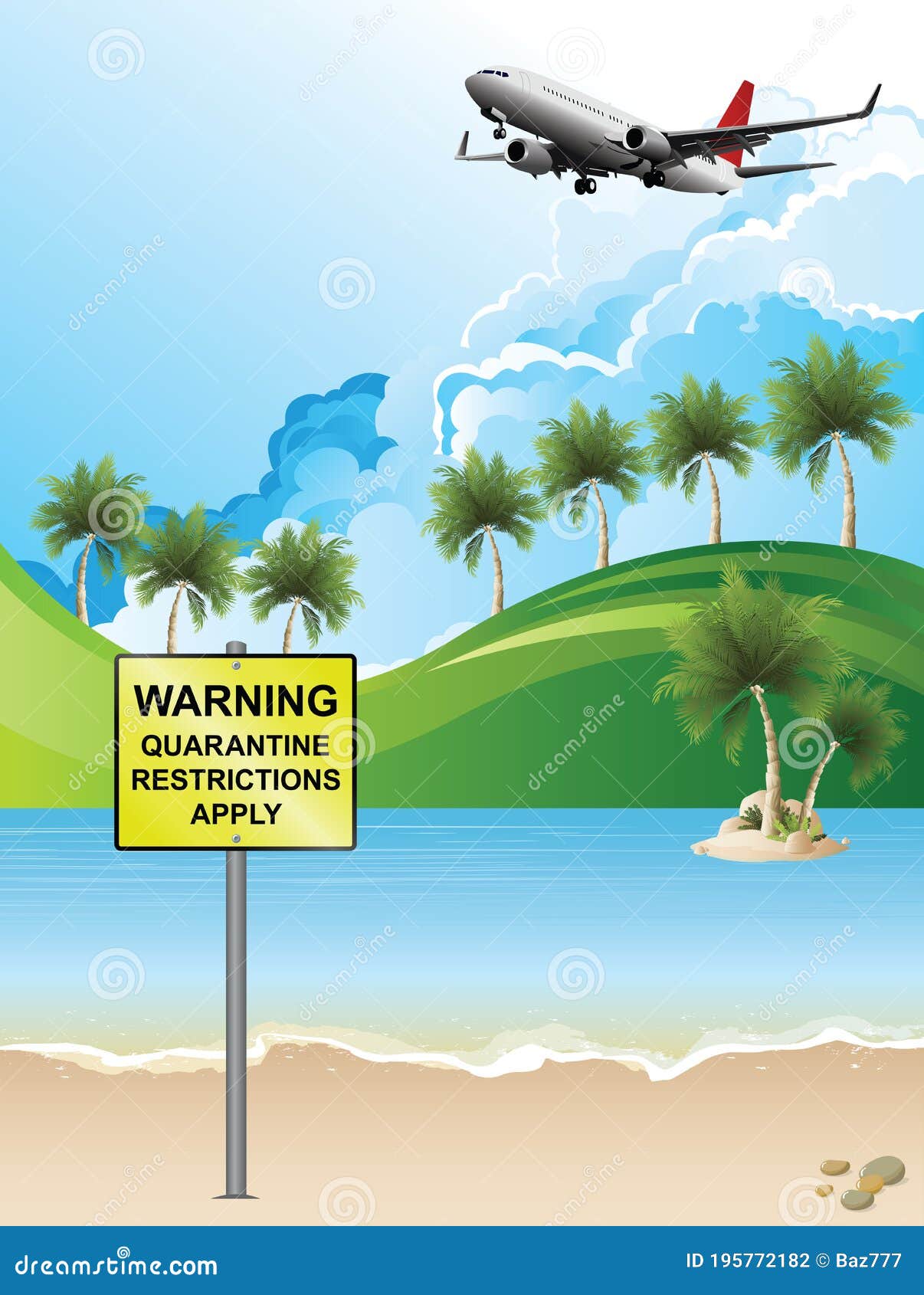 Quarantine Restrictions Apply Sign Stock Illustration - Illustration of ...