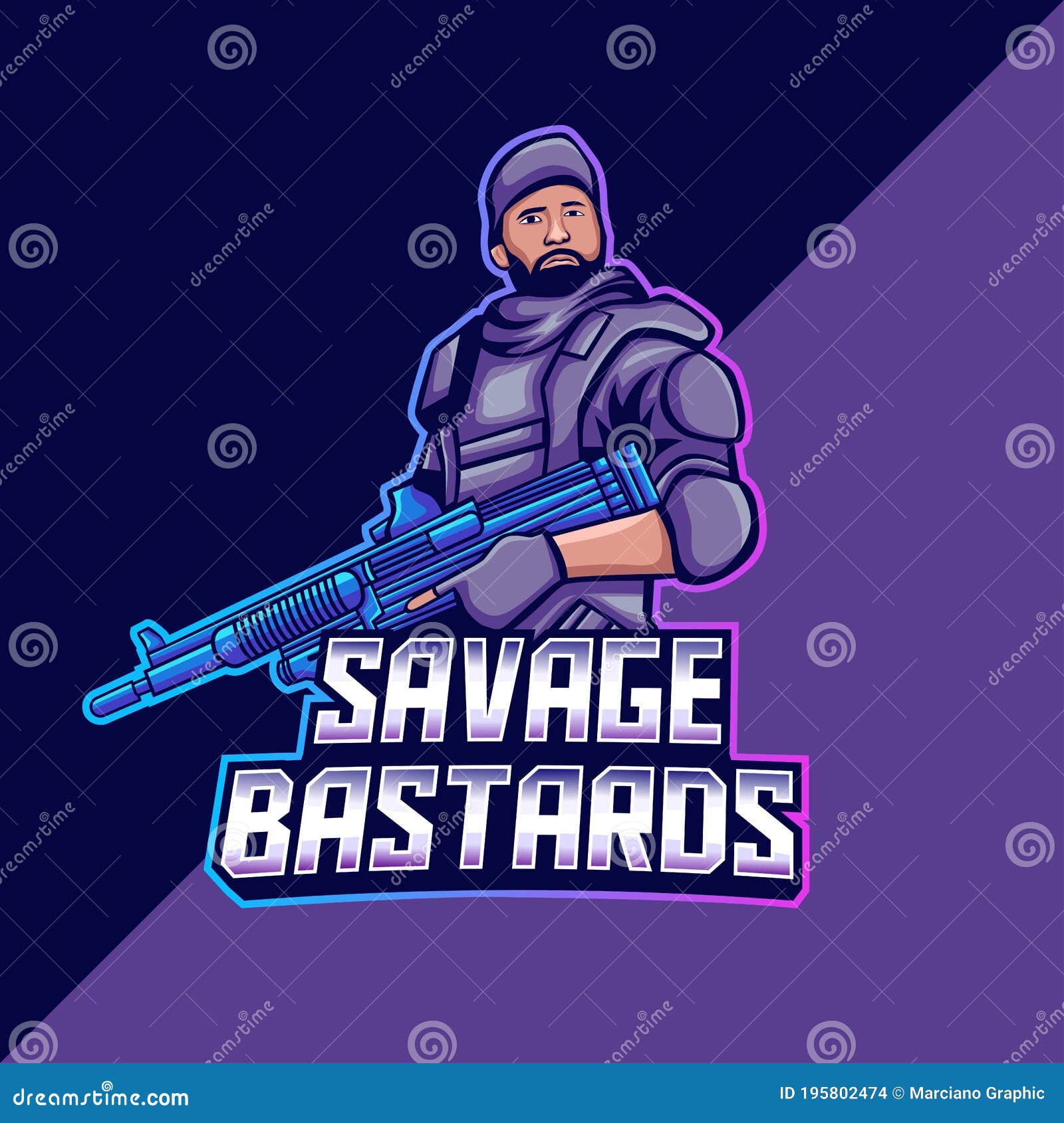 Soldier with Gun Mascot Logo Stock Illustration - Illustration of ...