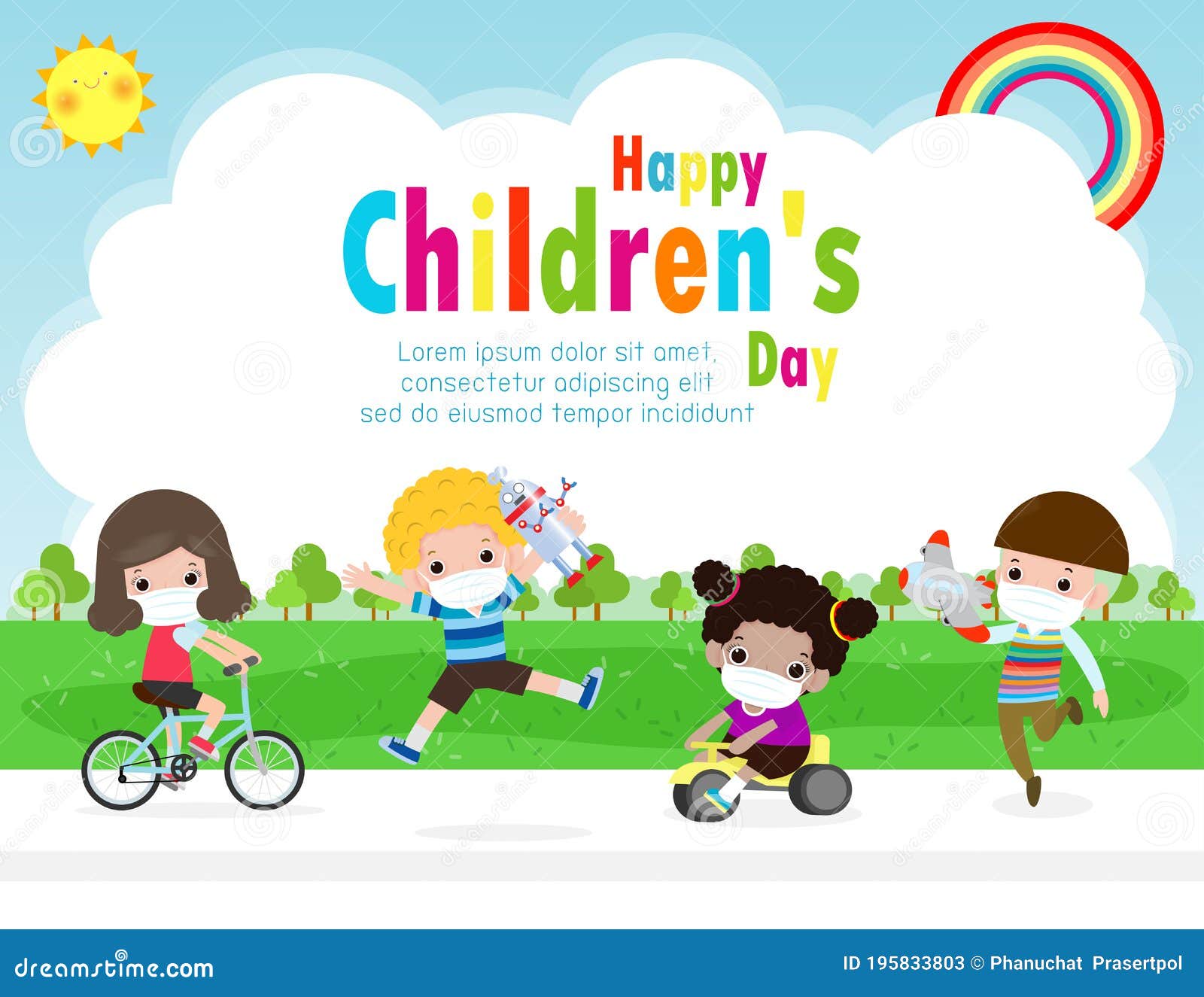 Happy Children Day for New Normal Lifestyle Concept Template for ...