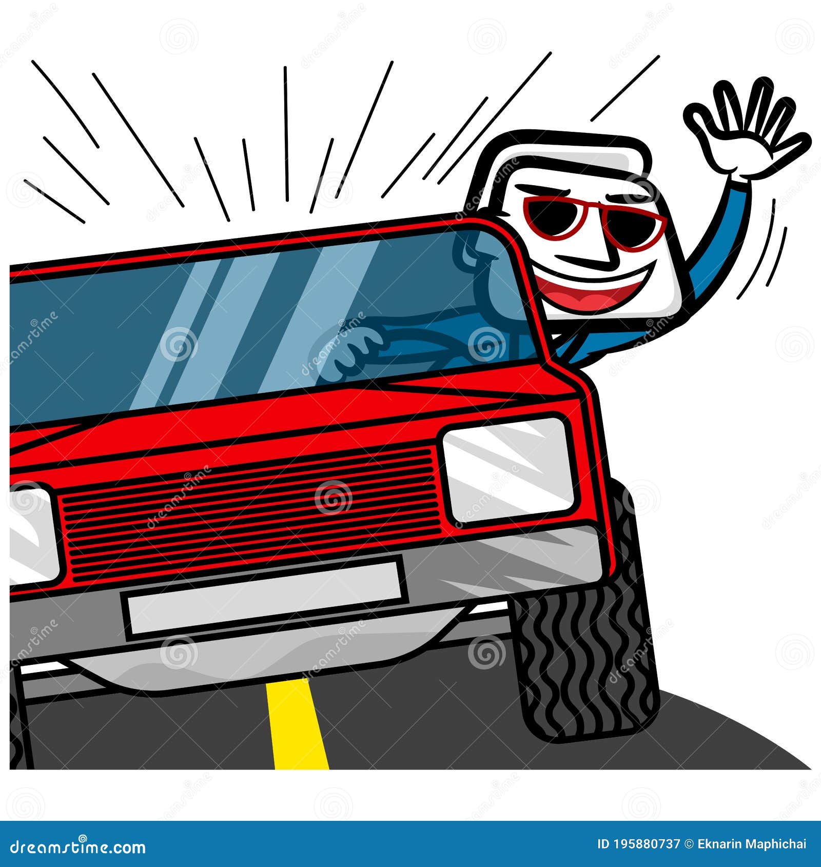 White Man Cartoon Driving a Car and Smiling Stock Vector - Illustration ...