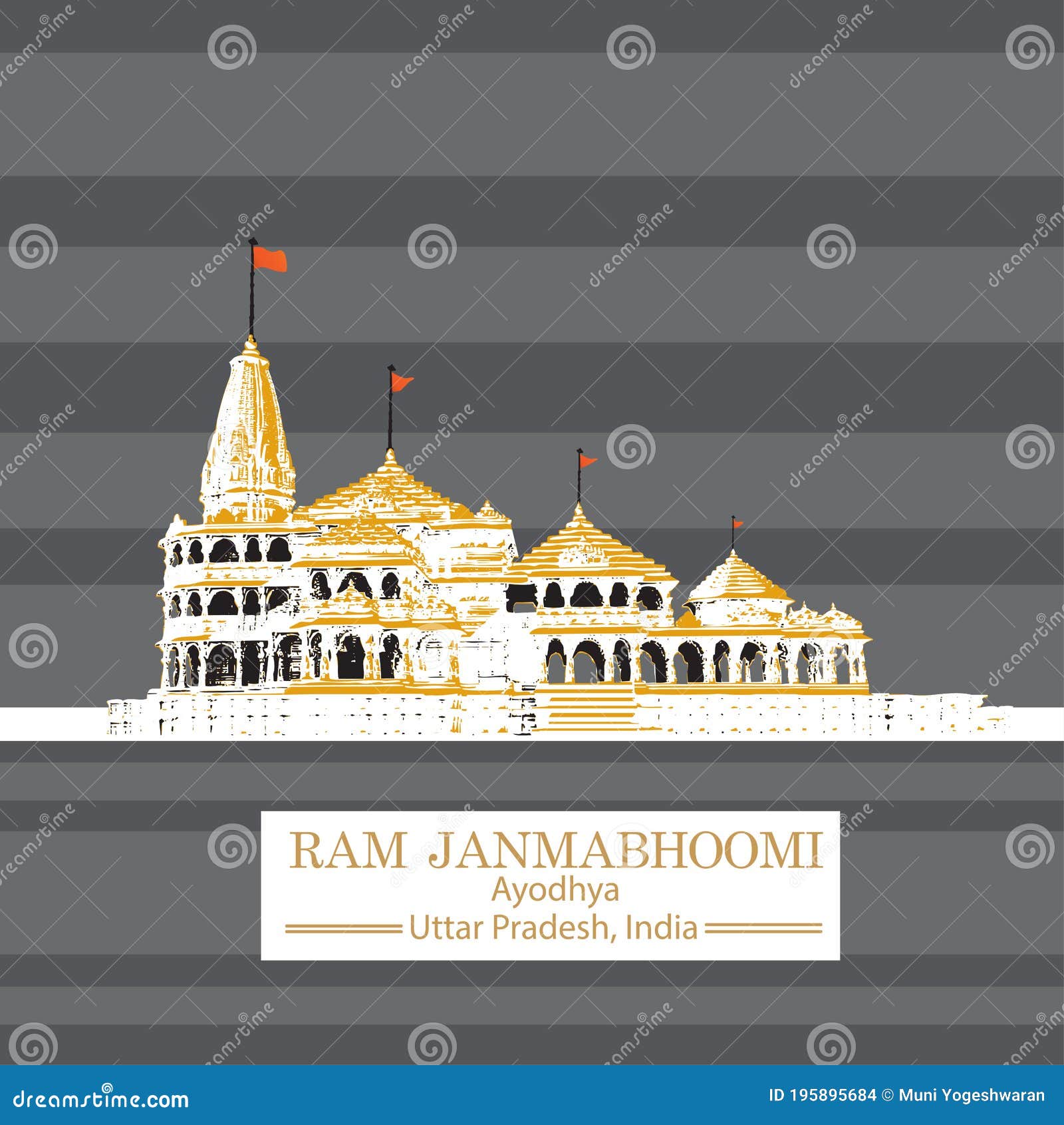 Ram Mandir, Jai Shri Ram Religious of Indian Temple Stock Illustration ...