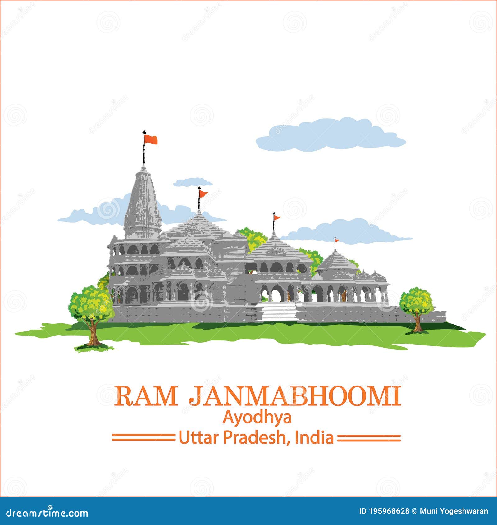 Ram Mandir, Jai Shri Ram Religious of Indian Temple Stock Illustration ...