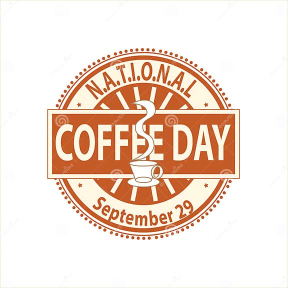 National Coffee Day Sign and Badge Stock Vector - Illustration of ...