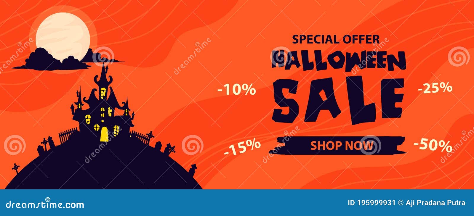 Halloween Sale Banner. Halloween Background with Tombstones, Pumpkin ...