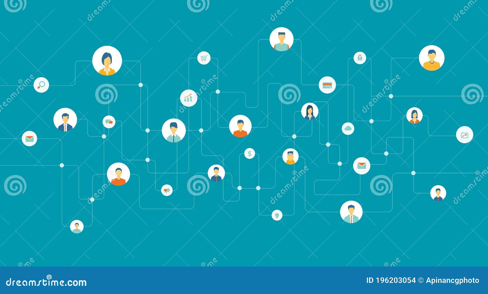 Flat Vector Abstract Social Network Connection for Online Business ...