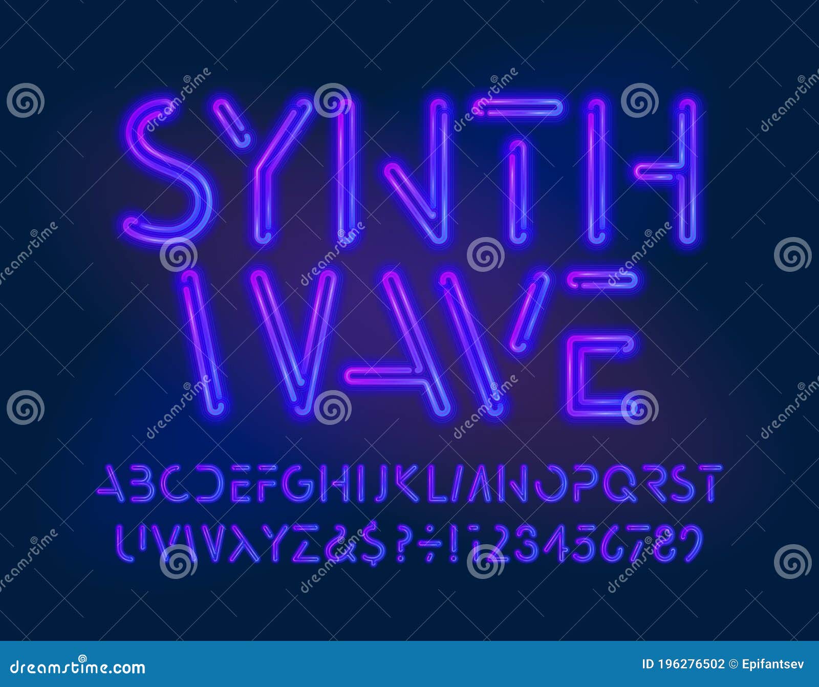 Synthwave Alphabet Font. Neon Letters, Numbers and Symbols Stock Vector ...