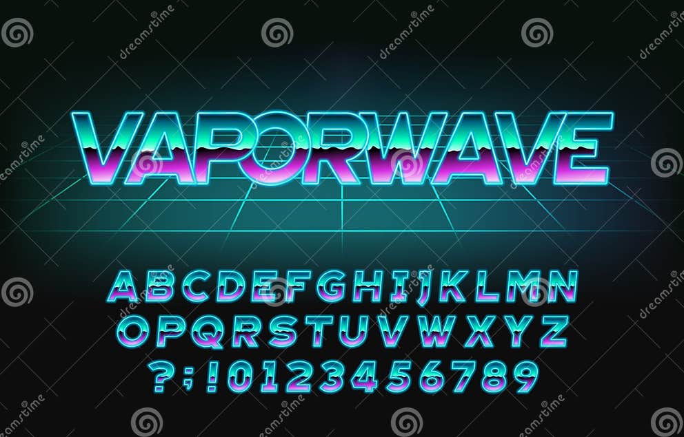 Vaporwave Alphabet Font. Retro Letters, Numbers and Symbols in 80s ...