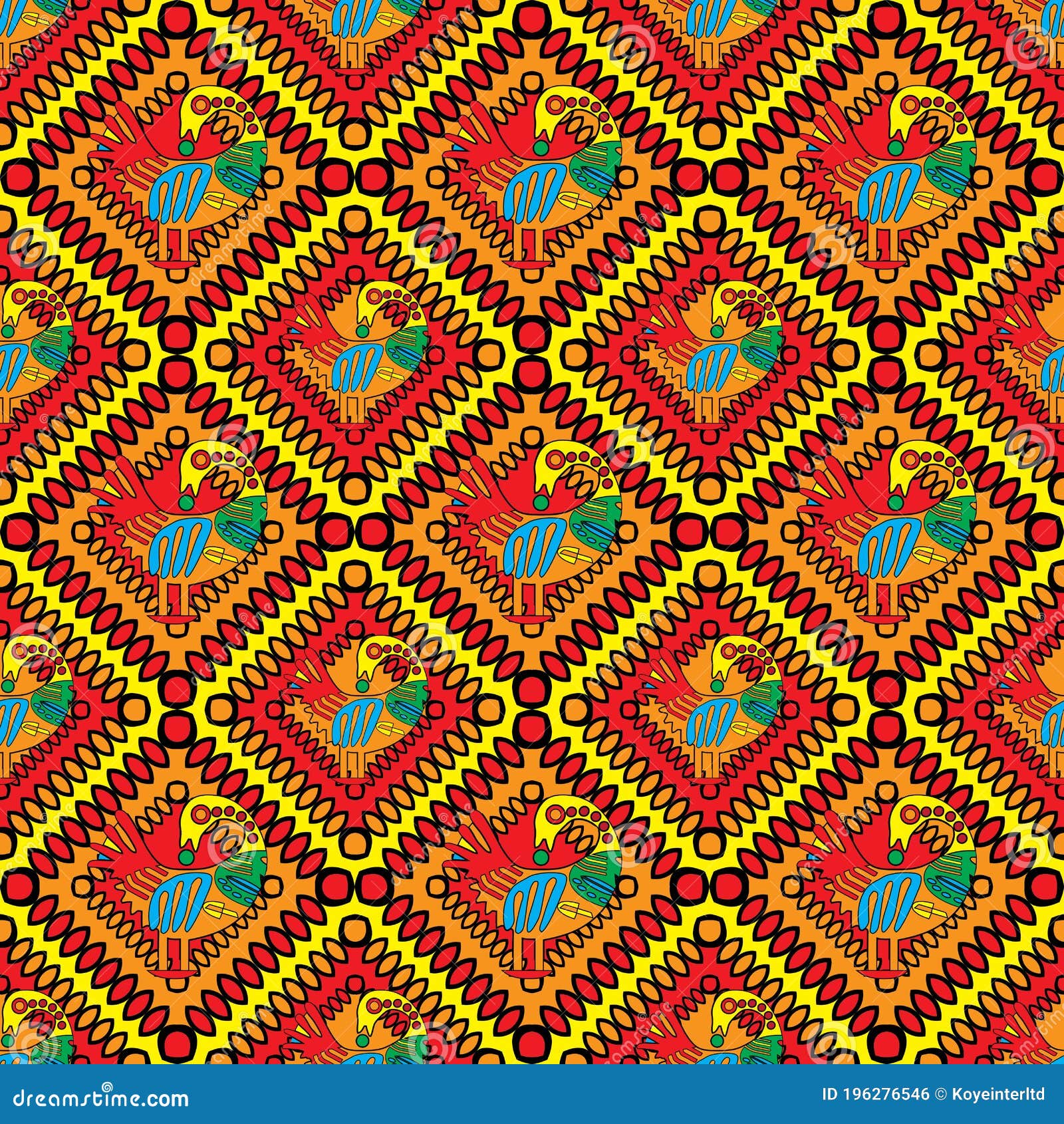 Sankofa Seamless Textile Pattern Ankara Design Stock Illustration ...