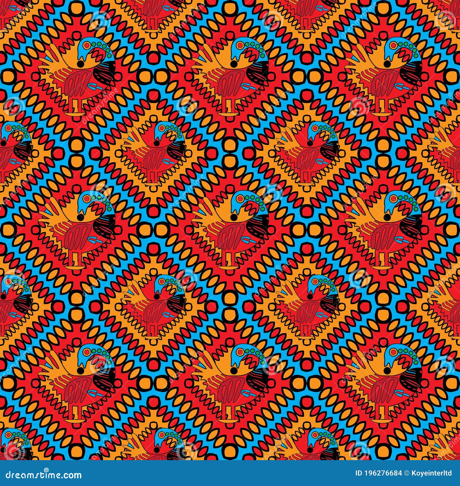 Sankofa Seamless Textile Pattern Ankara Design Stock Illustration ...