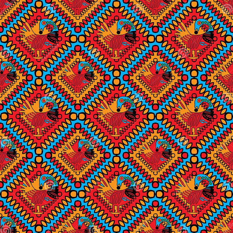 Sankofa Seamless Textile Pattern Ankara Design Stock Illustration - Illustration of textiles ...