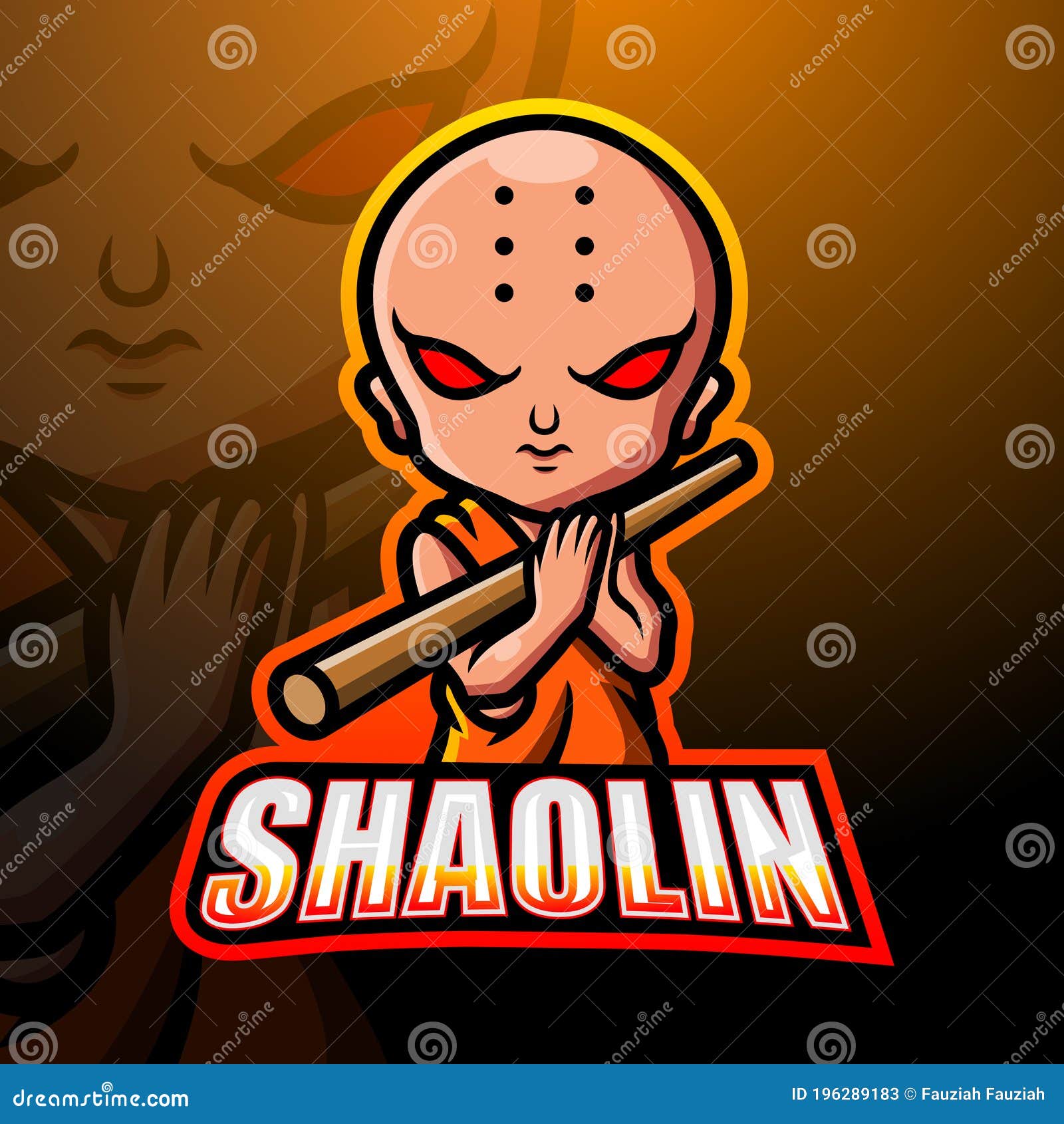Shaolin Mascot Esport Logo Design Stock Vector - Illustration of badge ...