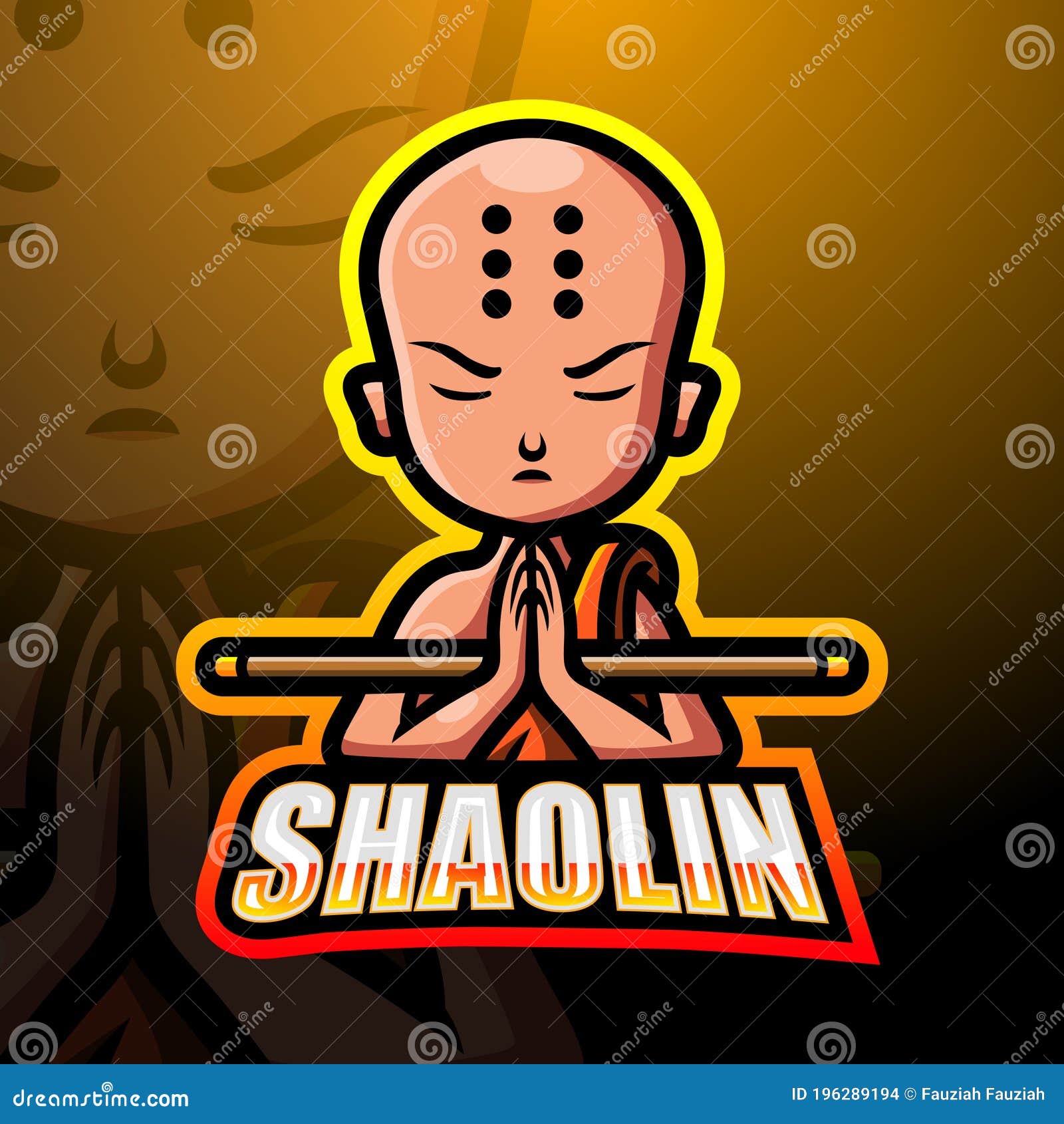 Shaolin Mascot Esport Logo Design Stock Vector - Illustration of fight ...