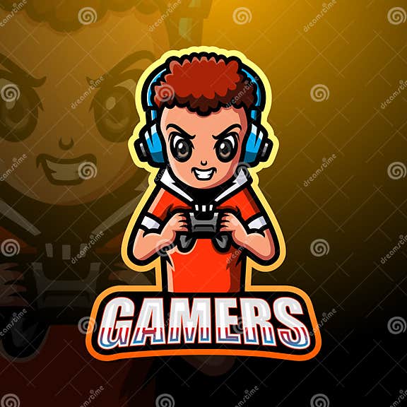 Gamer Boy Mascot Esport Logo Design Stock Vector - Illustration of ...
