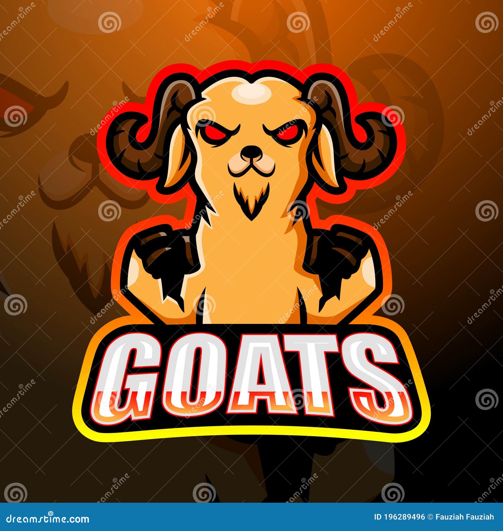 Goat Mascot Esport Logo Design Stock Vector - Illustration of face ...