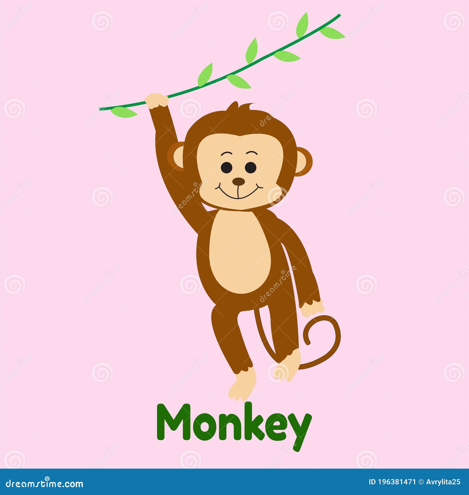 Animal Monkey Playing Card for Kids Cartoon Vector Stock Vector ...