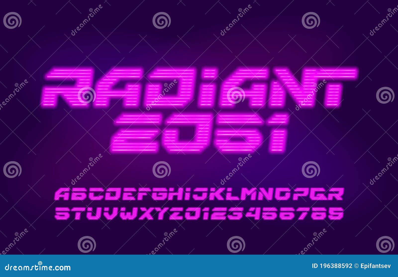 Radiant Alphabet Font. Neon Light Letters, Numbers and Symbols Stock ...