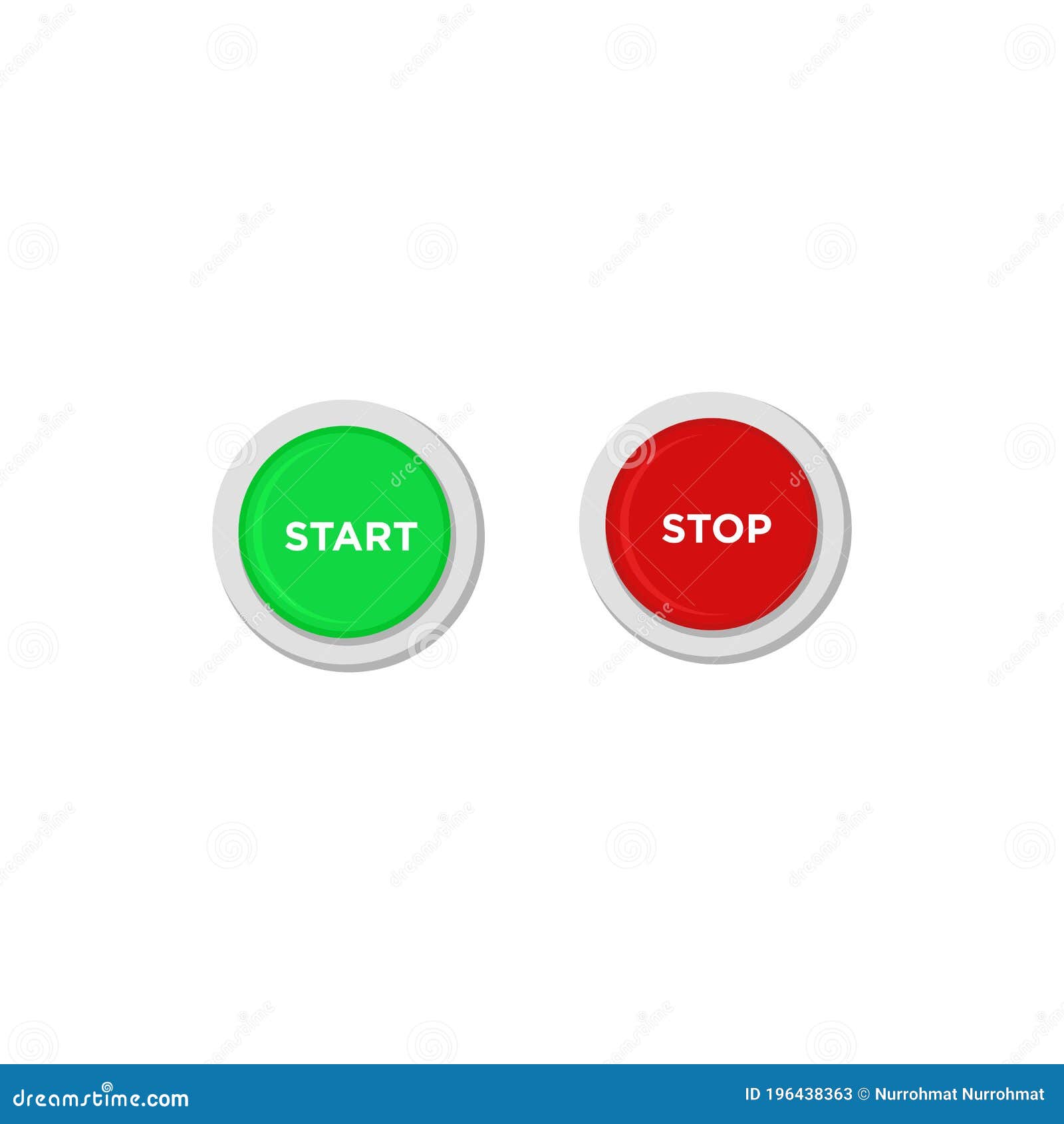 Start and stop buttons. stock vector. Illustration of text - 196438363